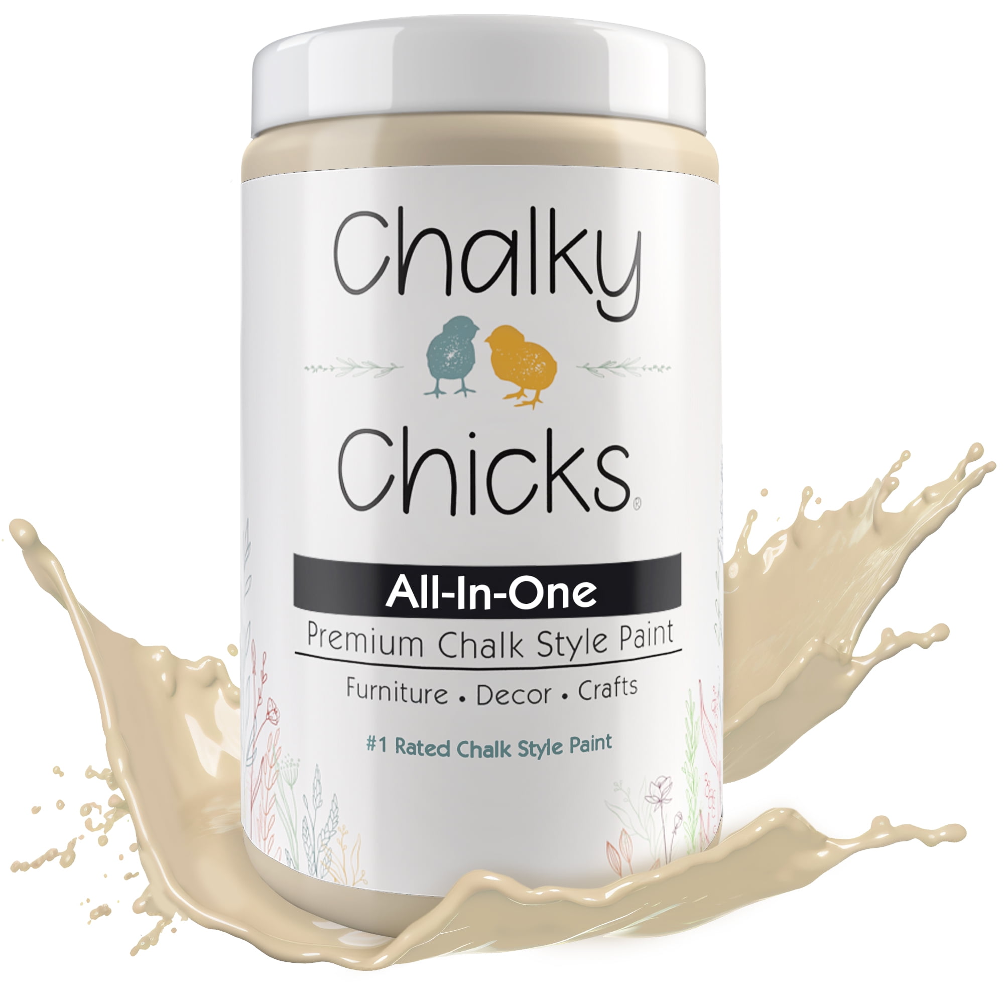 Chalky Chicks 32 Fl Oz Matte Cuppa Latte Tan Chalk Paint for Furniture Without Sanding - No Prep ...