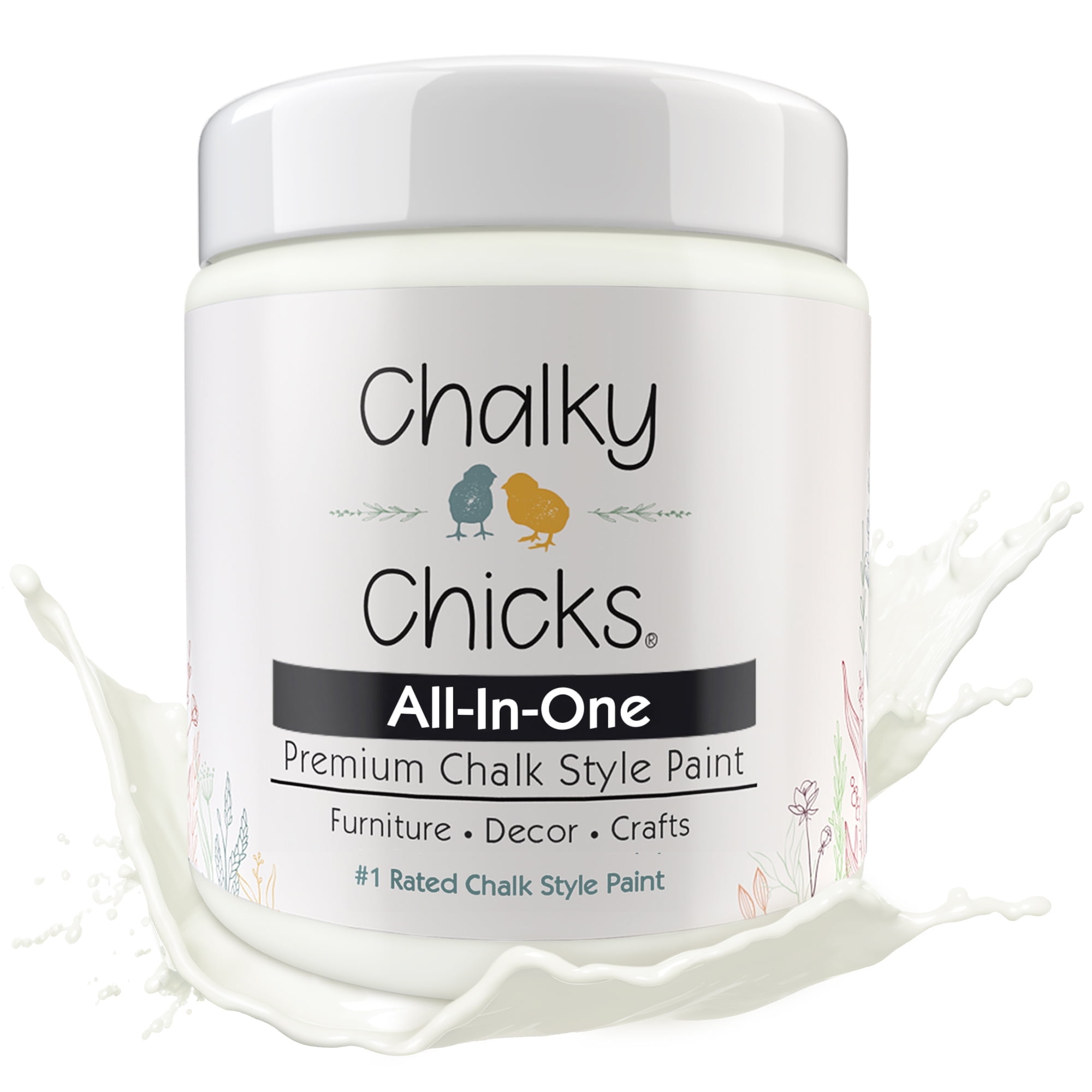 Chalky Chicks 16 Fl Oz Matte Buttermilk (White) Chalk Paint for ...