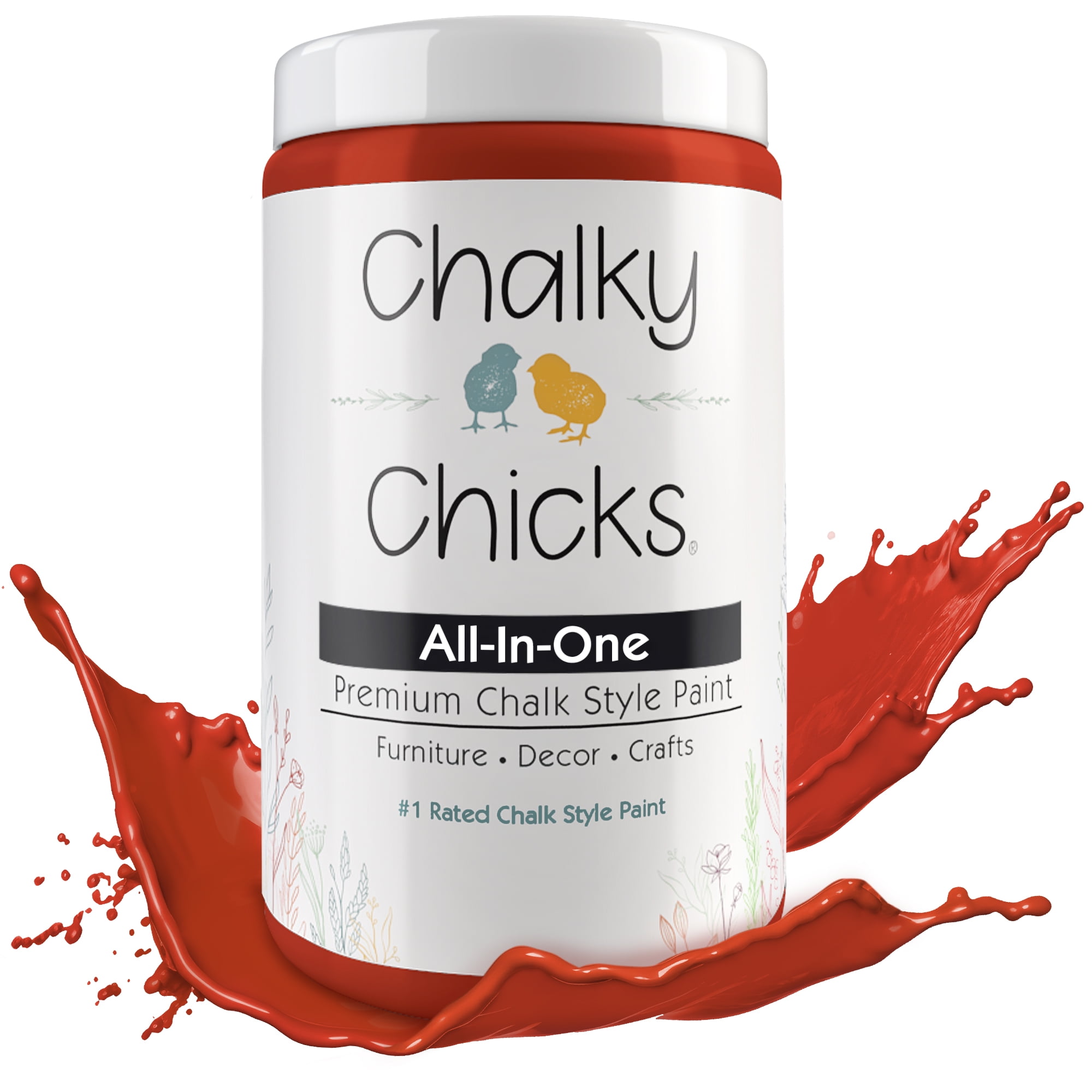 Chalky Chicks 32 Fl Oz Matte Emmy's Red (Orange Red) Chalk Paint for ...