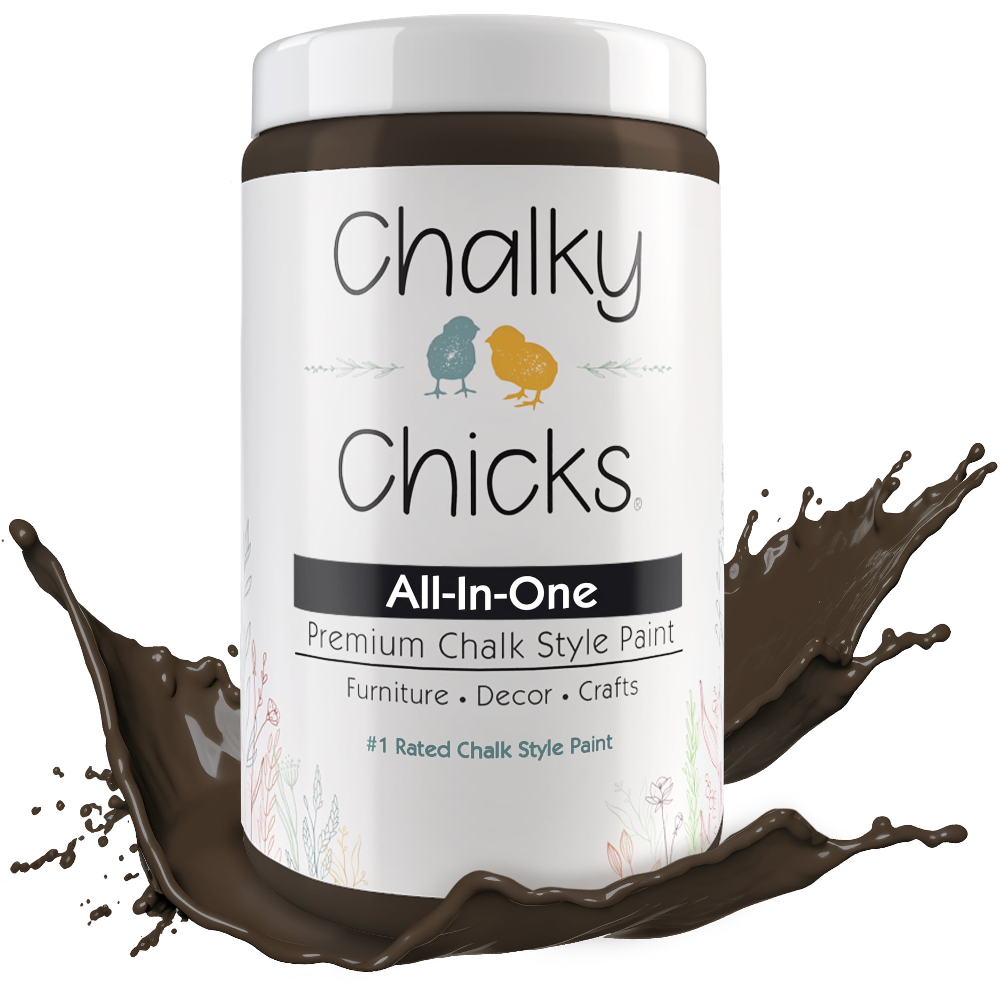 Chalky Chicks 32 Fl Oz Matte Lava Cake (Dark Brown) Chalk Paint for Furniture Without Sanding ...