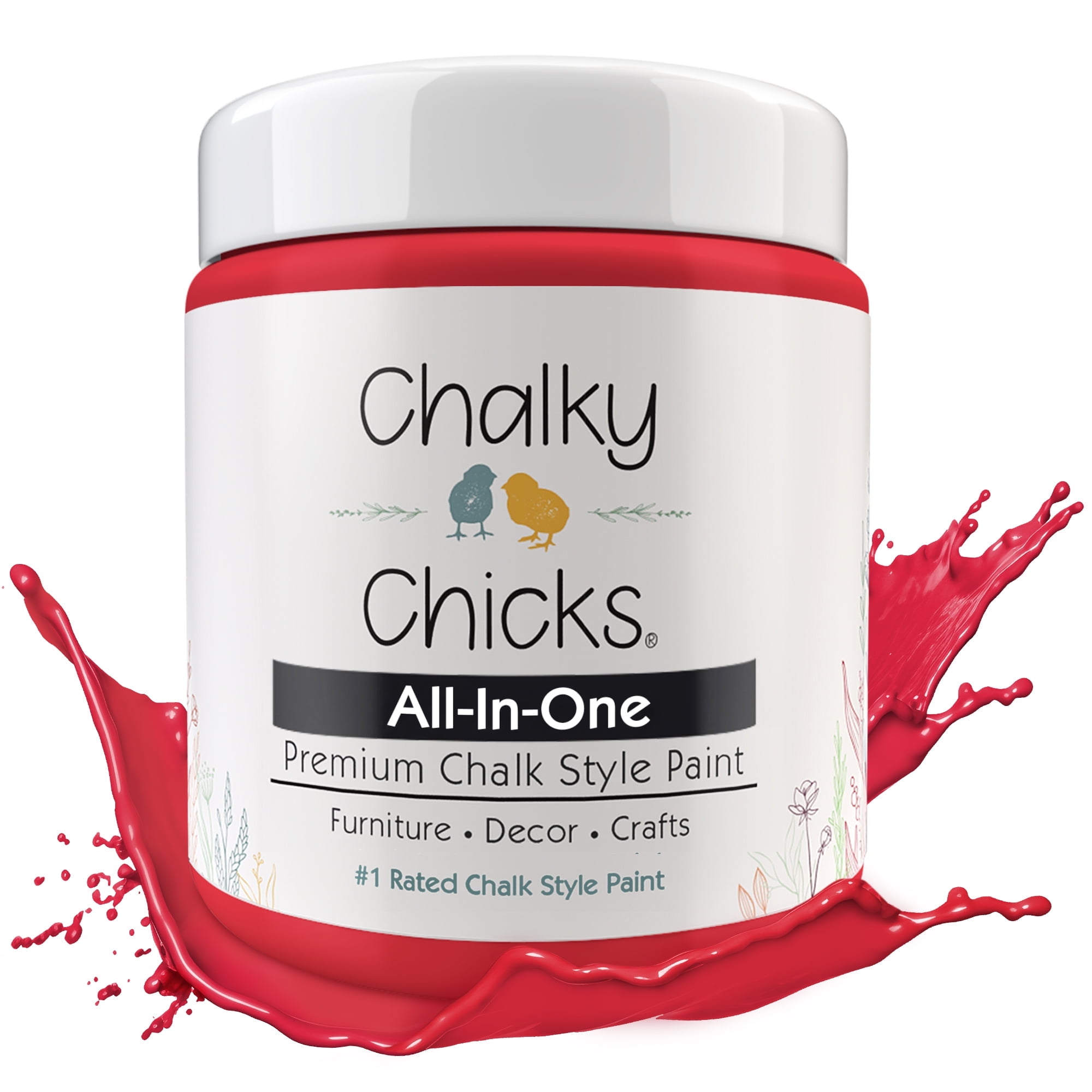 Chalky Chicks 16 Fl Oz Matte Poppy (Deep Red-Pink) Chalk Paint for ...