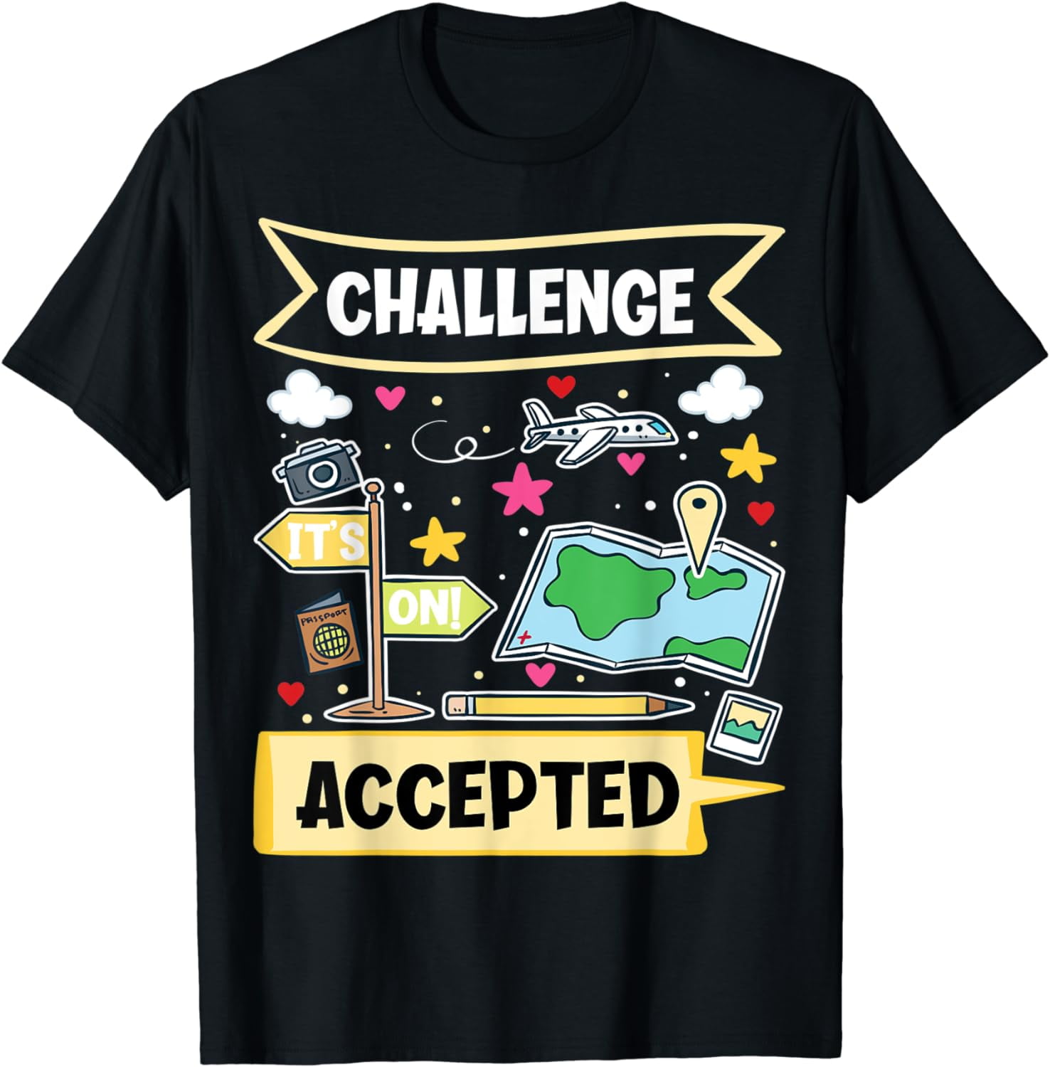 Challenge Accepted Funny World Traveler T-Shirt - Walmart.com
