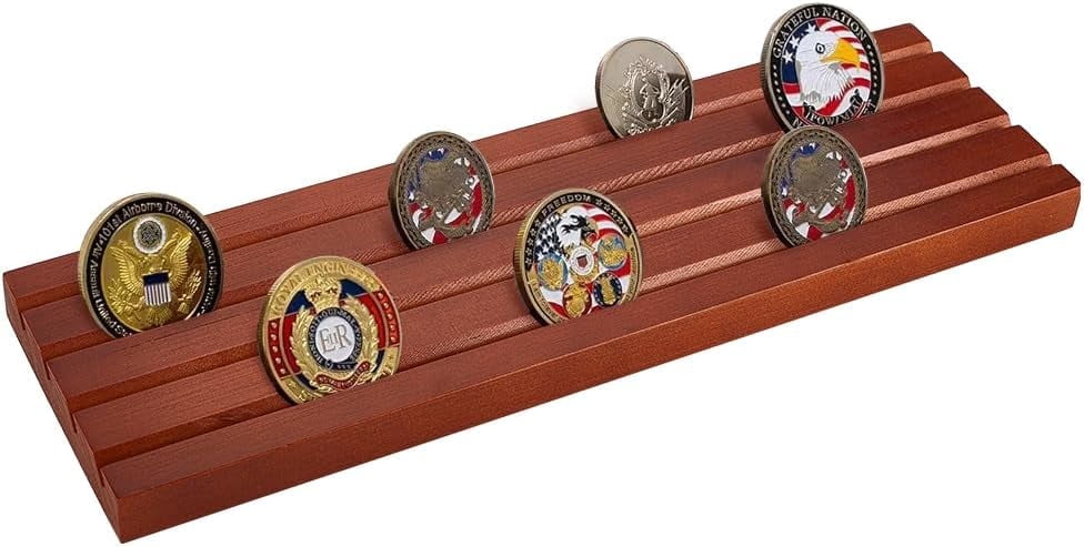 Challenge Coin Display Case 4 Rows Military Coin Holder Rack for Desk ...