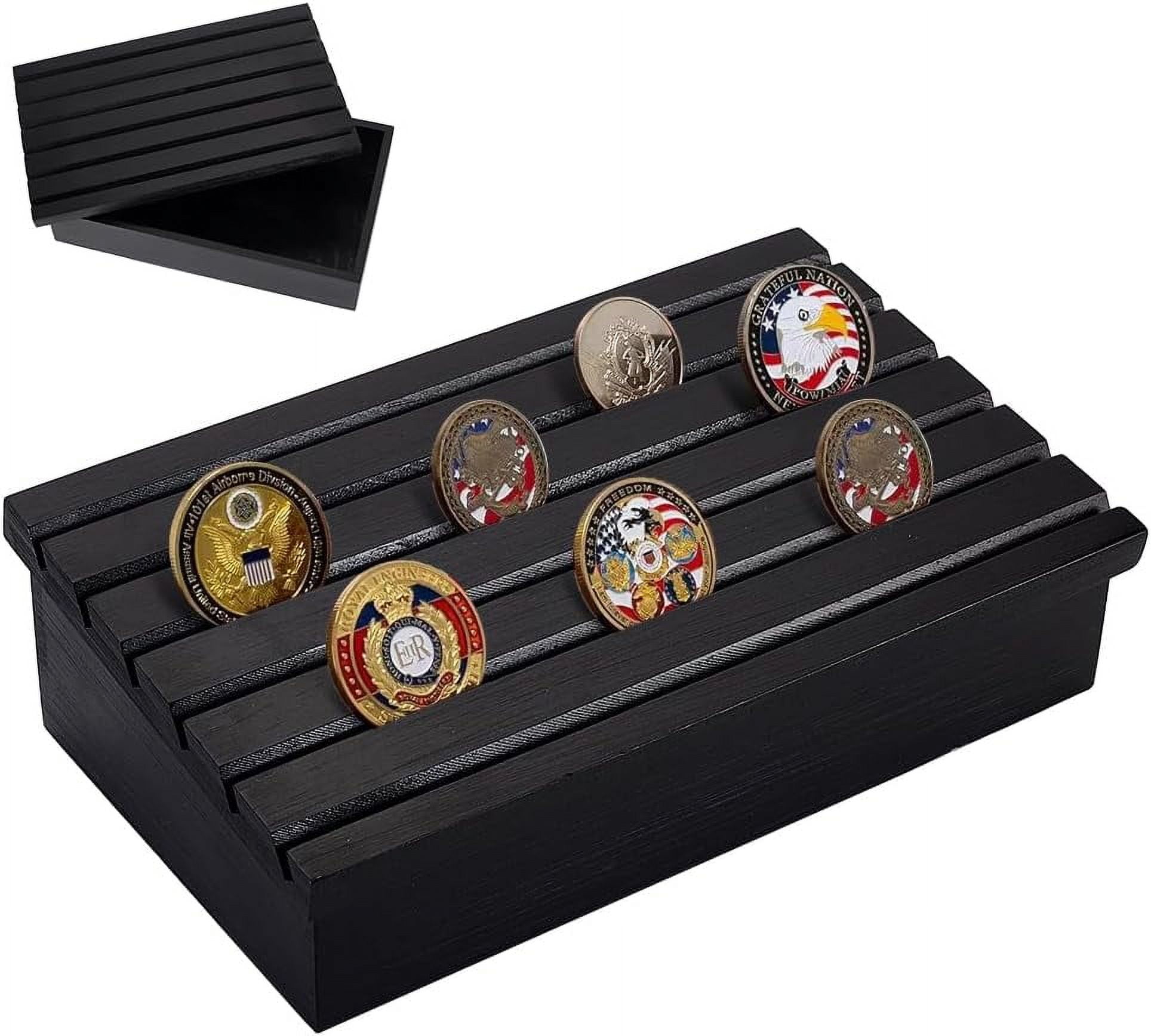 Challenge Coin Display Case 6 Rows Military Coin Holder Rack for Desk ...