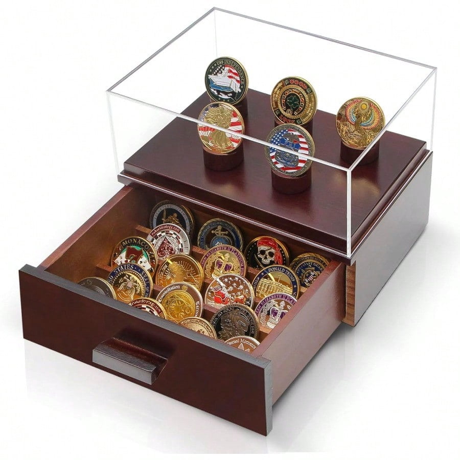 Challenge Coin Display Case Military Coin Collection Holder With Wooden ...