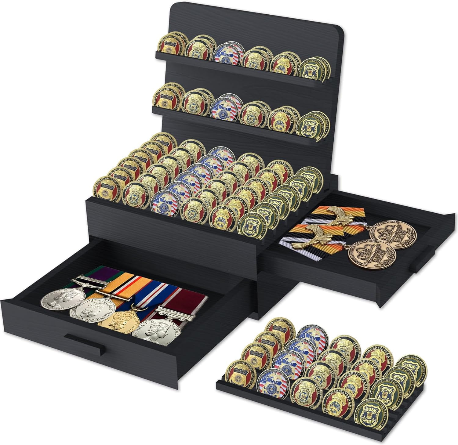 Challenge Coin Display Holder Stand Holds 100 Coins, Military Medal ...