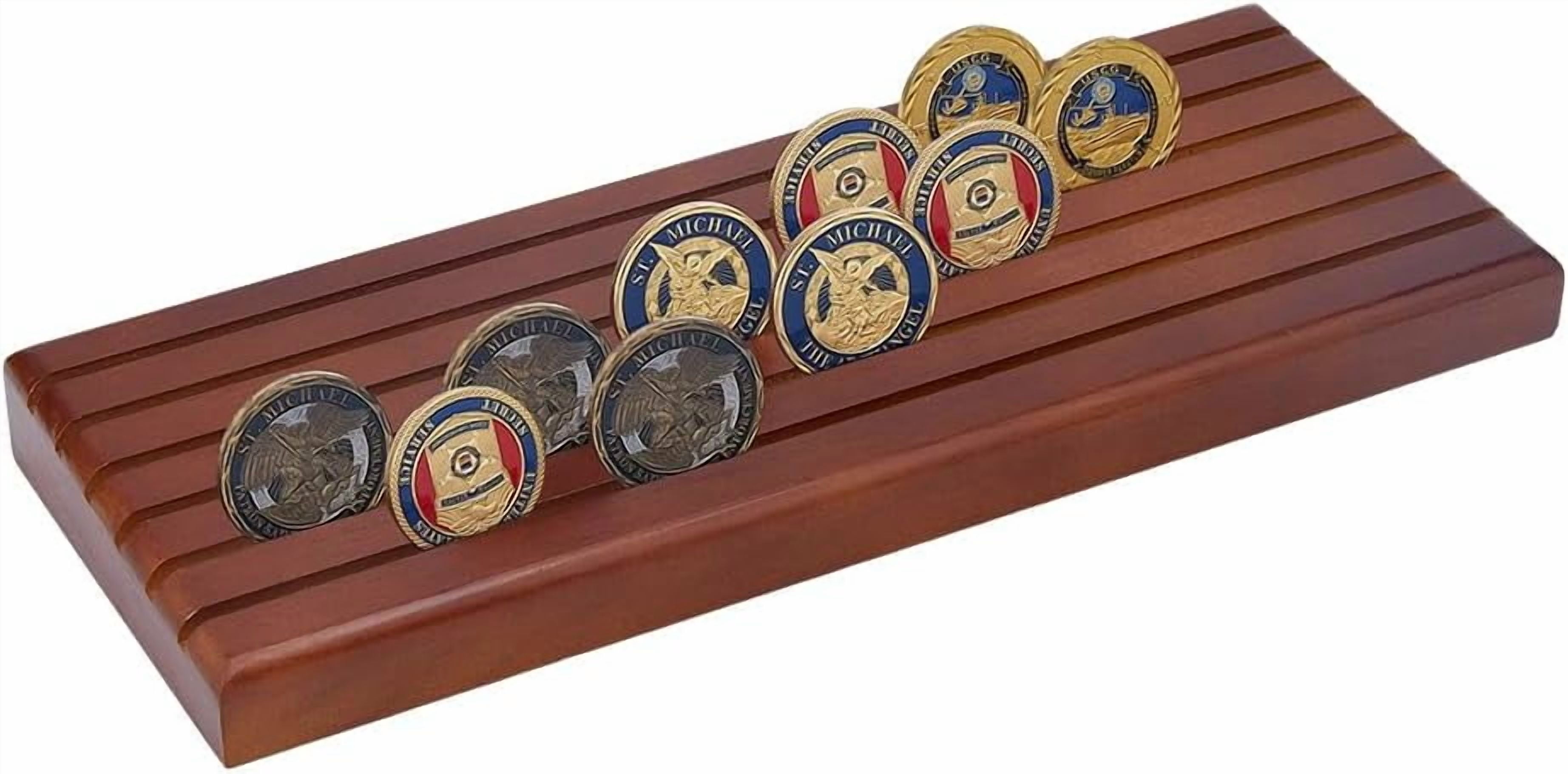 Challenge Coin Display Stand 6 Row Wood Coin Holder 13x5x1.3 Inch ...