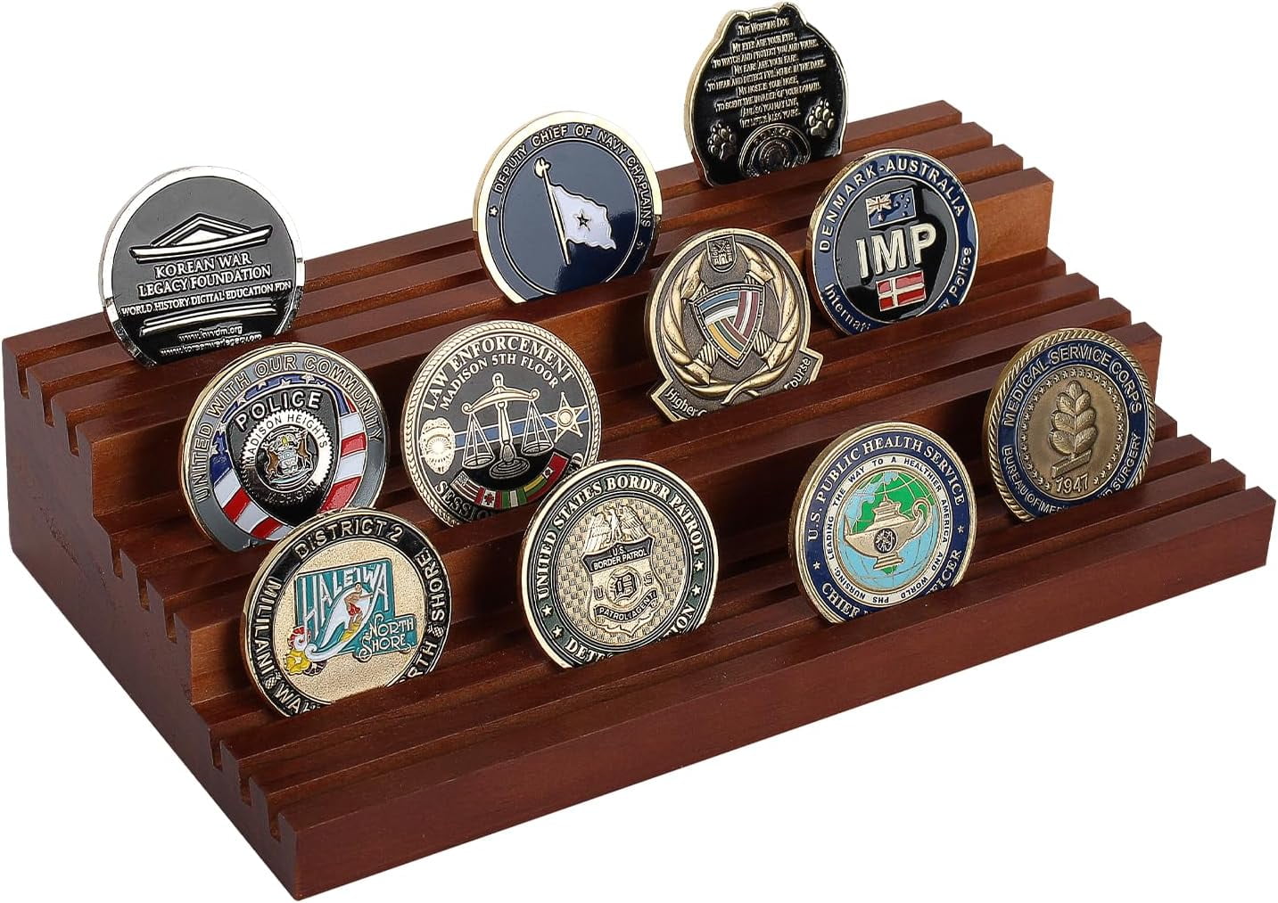 Challenge Coin Display Stand,Three-Tier Coin Rack Military Coins ...