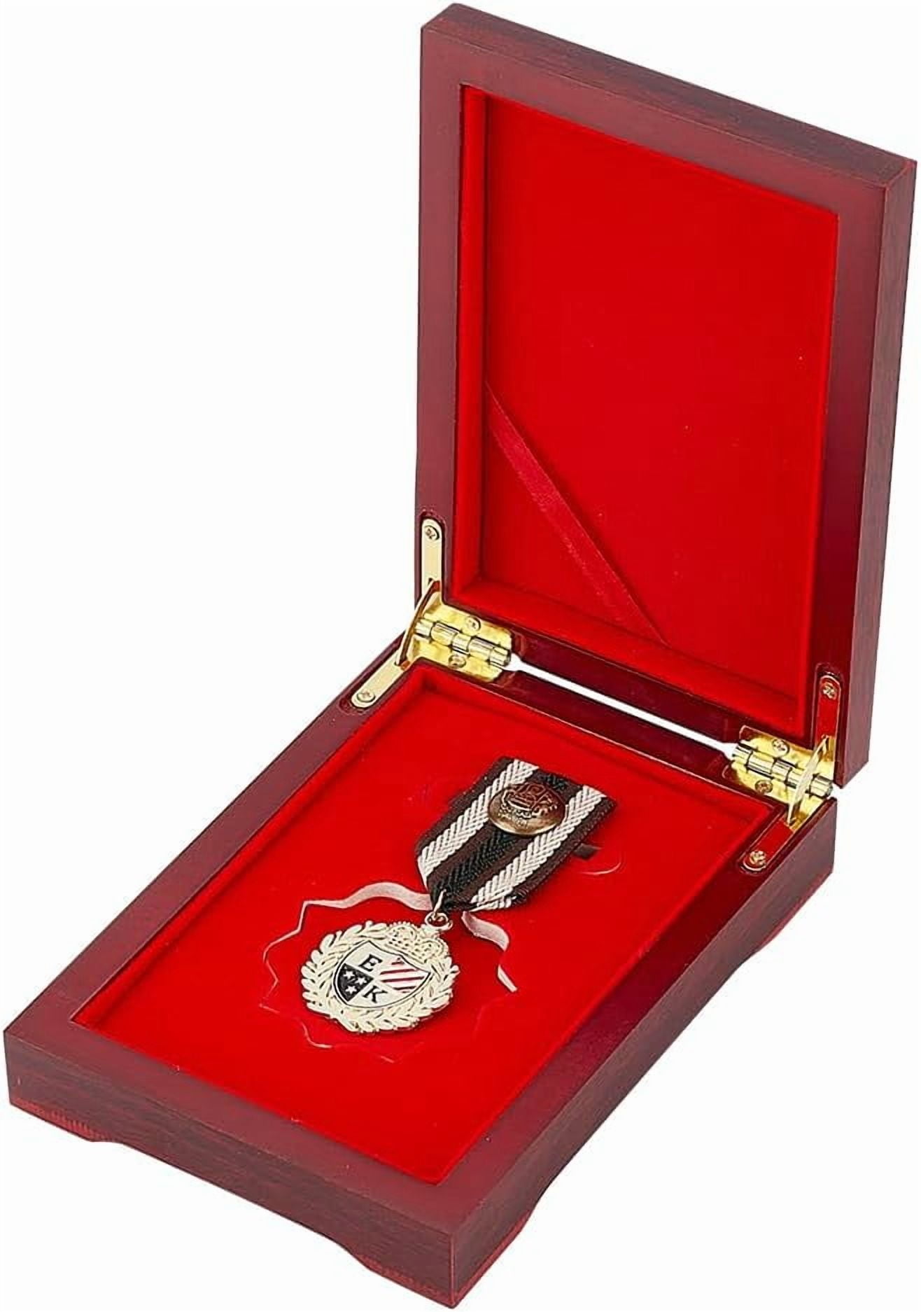 Challenge Coin Wood Presentation Box Dark Red Rectangle with Velvet ...