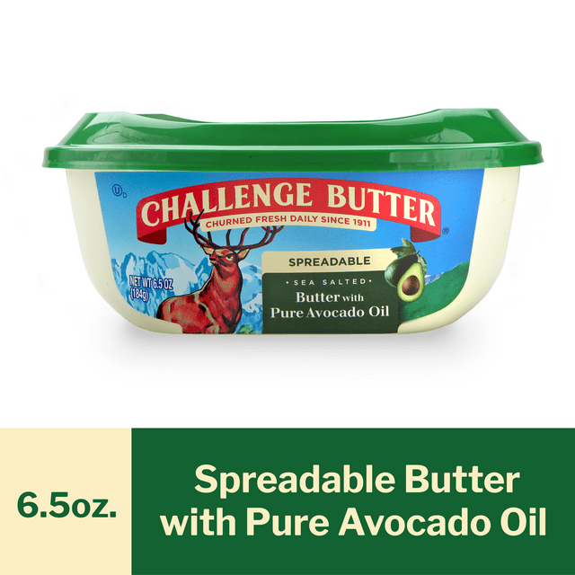 Challenge Spreadable Salted Butter with Avocado Oil, 6.5 oz Tub ...