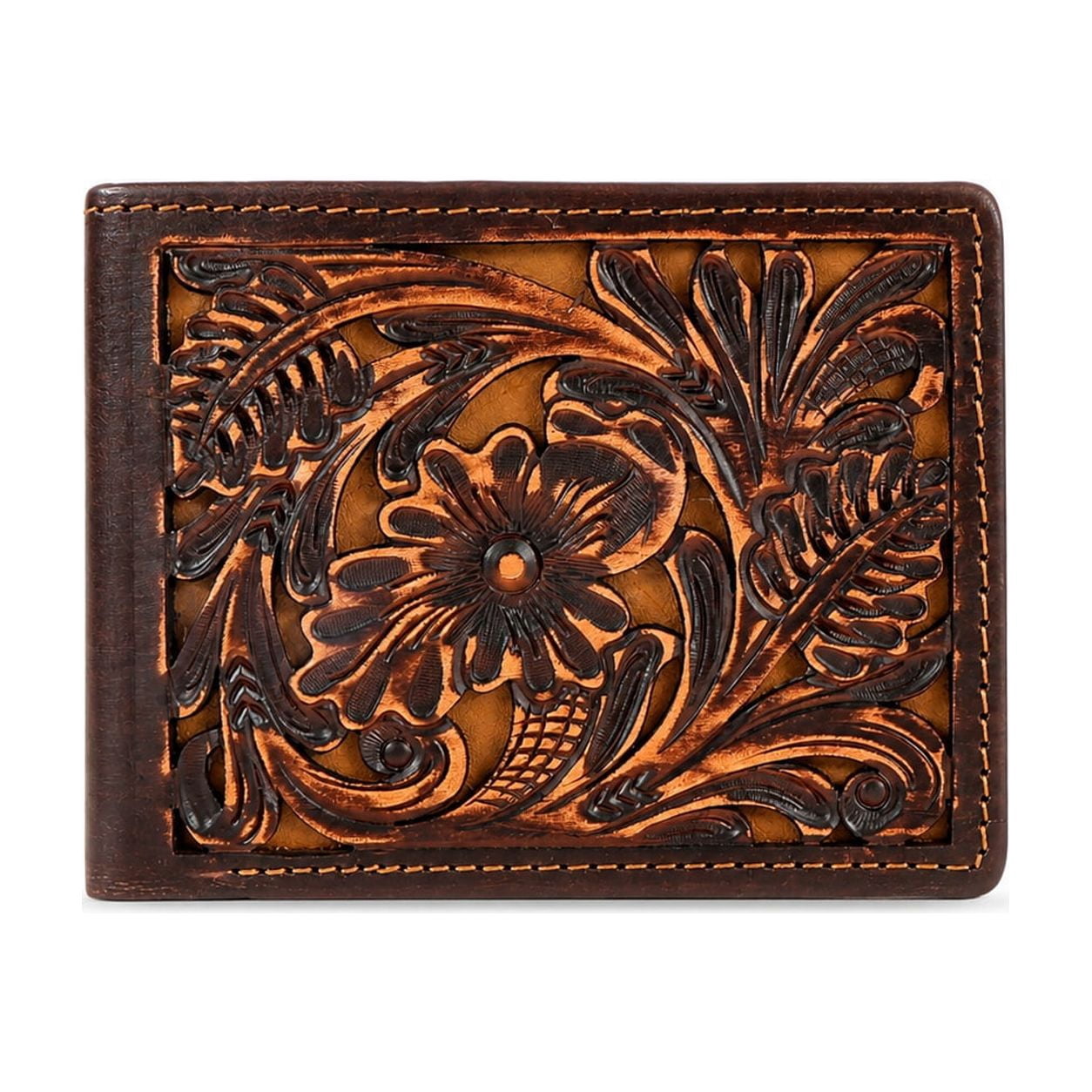 Challenger Bifold Leather Wallet Embossed Floral Design Slim Compact ...