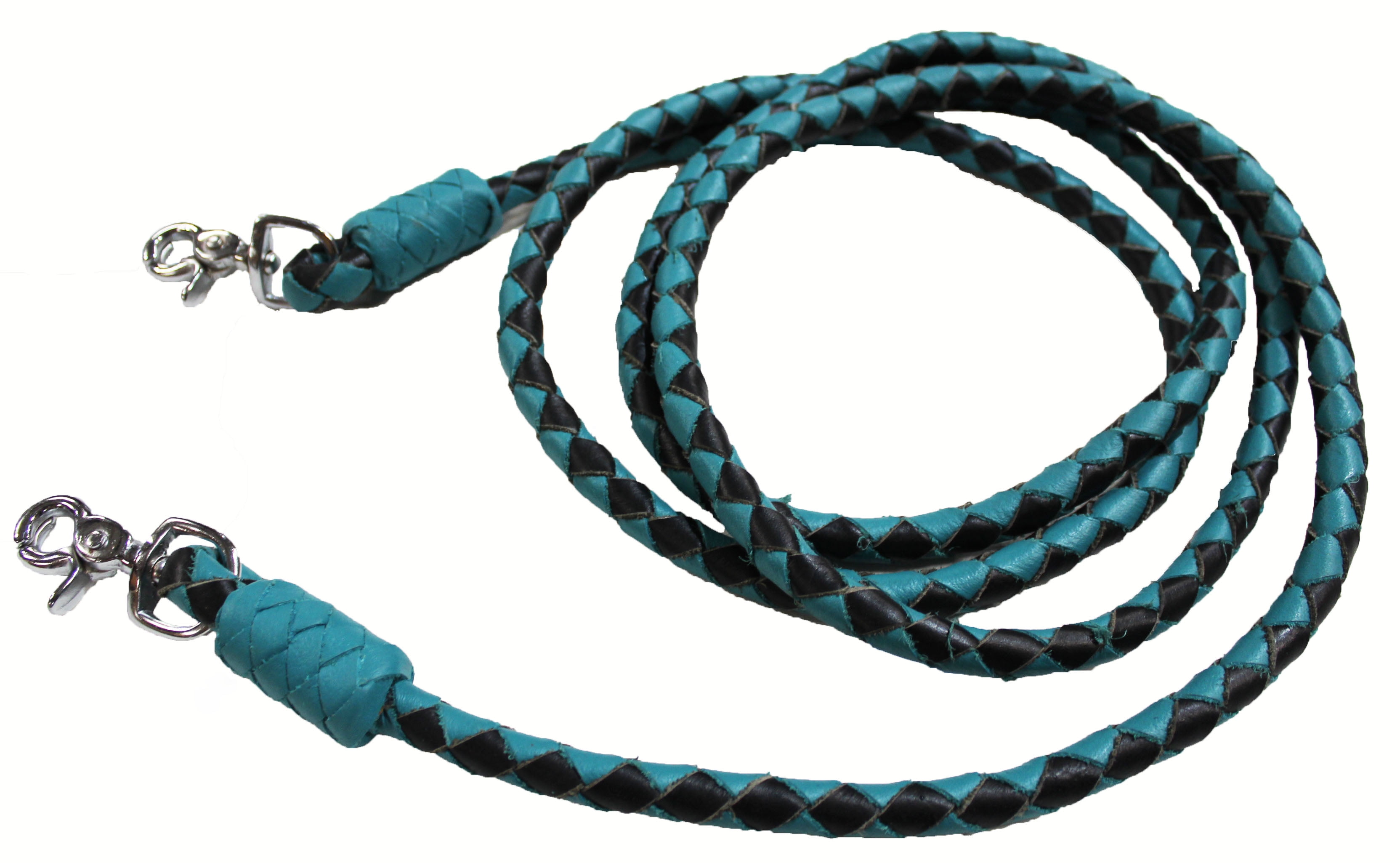 Challenger Horse Western Turquoise Leather Round Braided Roper Reins ...