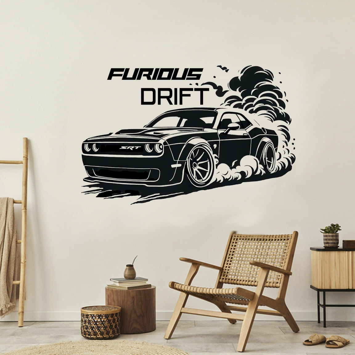 Challenger Muscle Car Drift Vinyl Decal - Home Wall Decor - Furious ...
