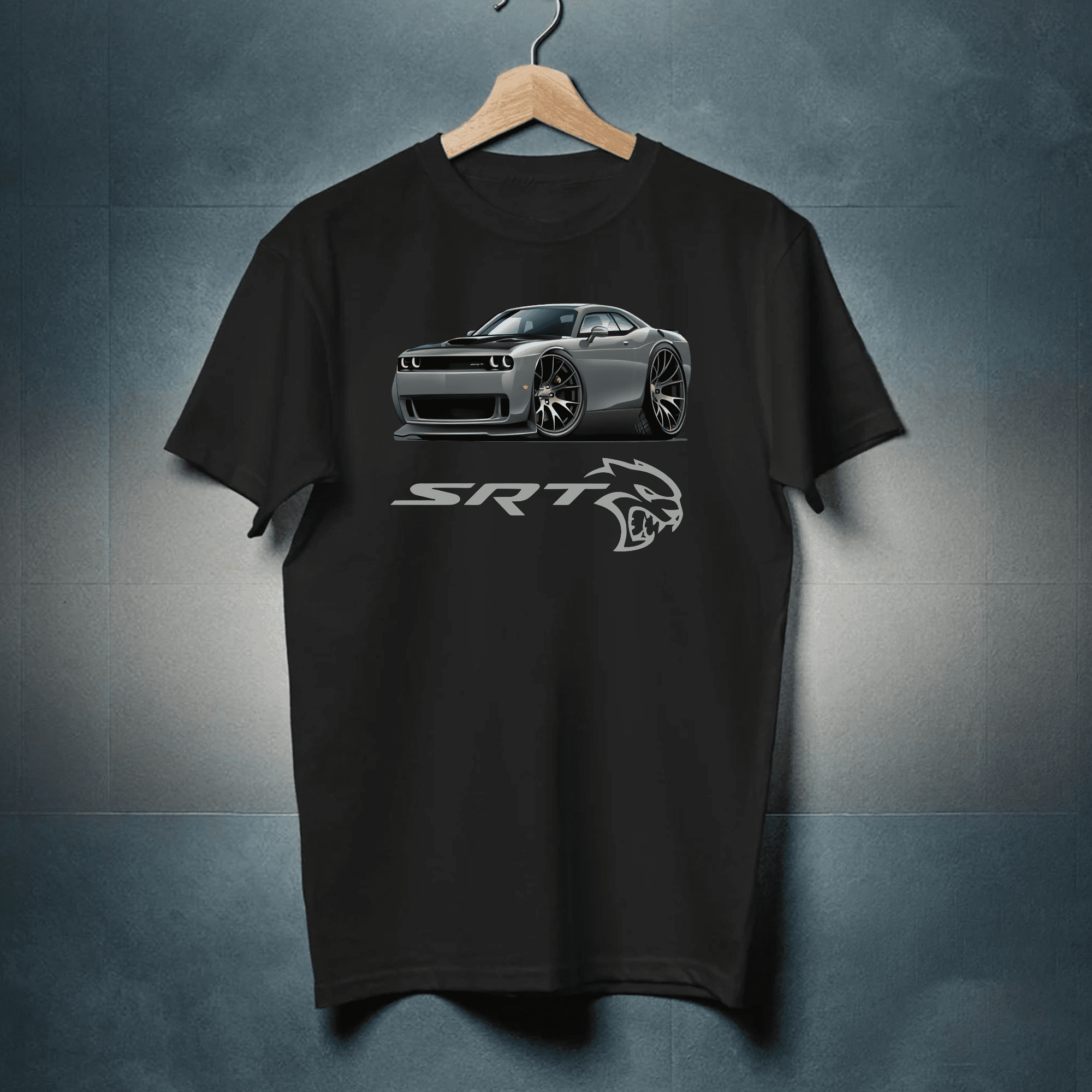 Challenger SRT HELLCAT CLASSIC GREY MUSCLE CAR DESIGN TSHIRT NEW ...