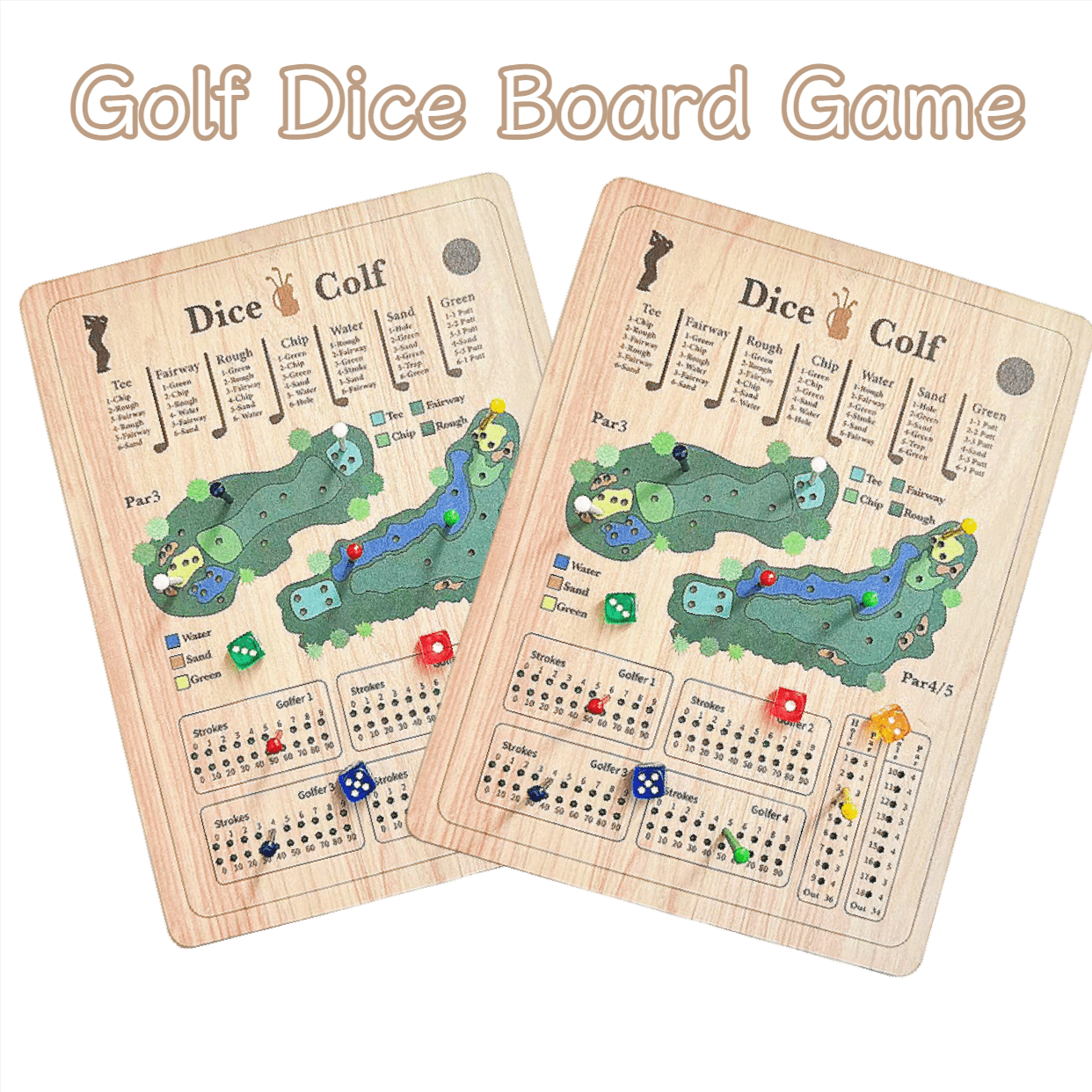 Challenging Golf Dice Board Game, A Wooden Tabletop Fun Activity for ...
