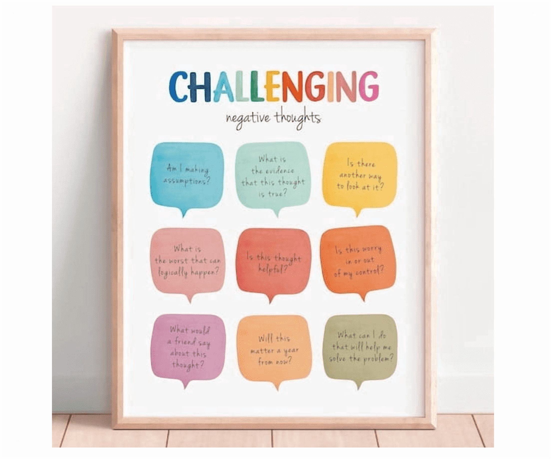 Challenging Negative Thoughts Cbt Therapy Office Poster Home Decor ...