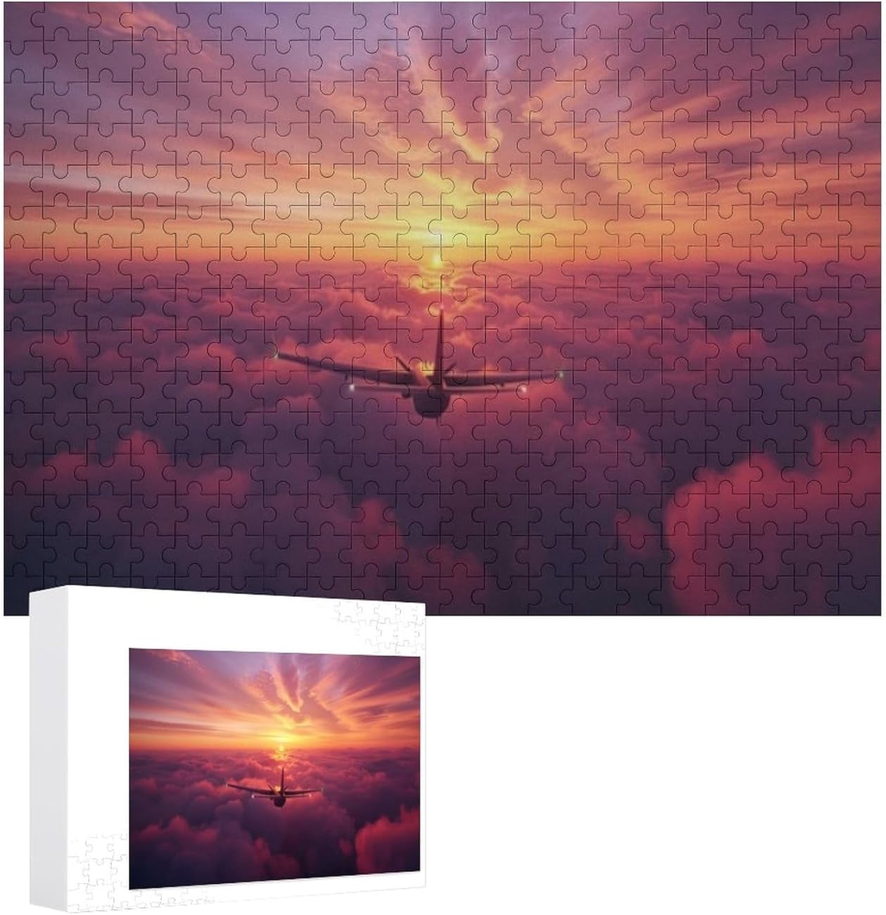 Challenging Puzzle 300 Pcs Jigsaw Puzzle for Adults A Plane is Flying ...