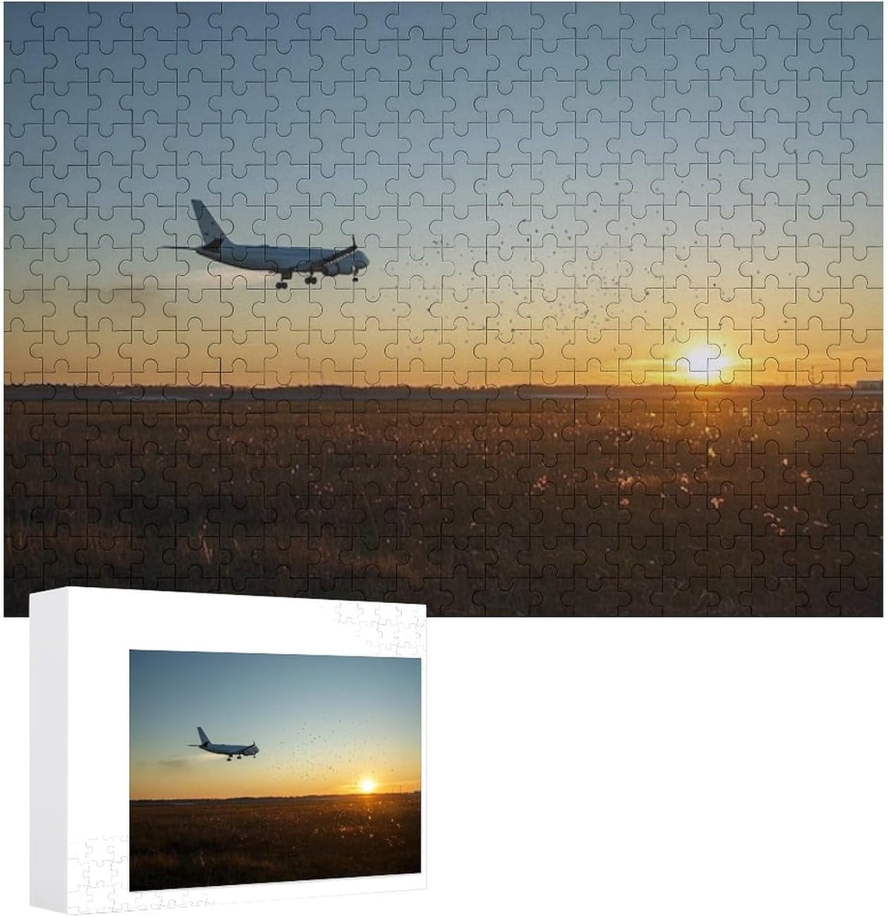 Challenging Puzzle 300 Pcs Puzzle an Airplane Approaches Landing at ...