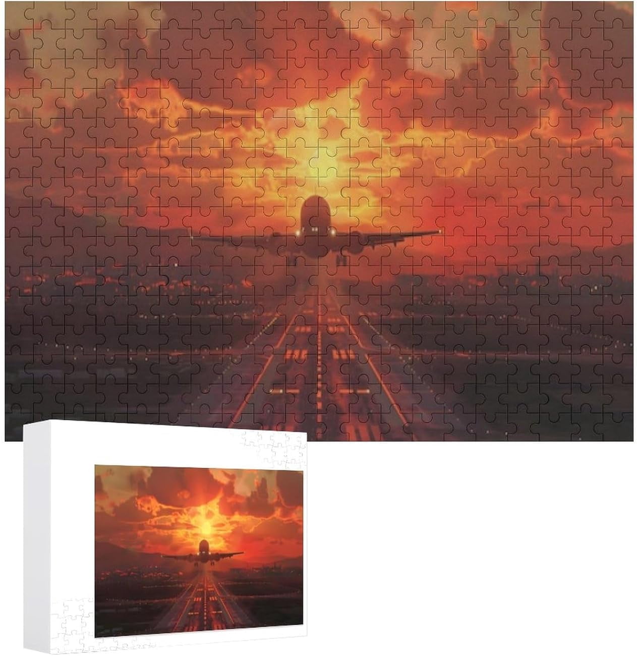 Challenging Puzzle 300 Pcs Puzzle Commercial Airplane Landing On A ...