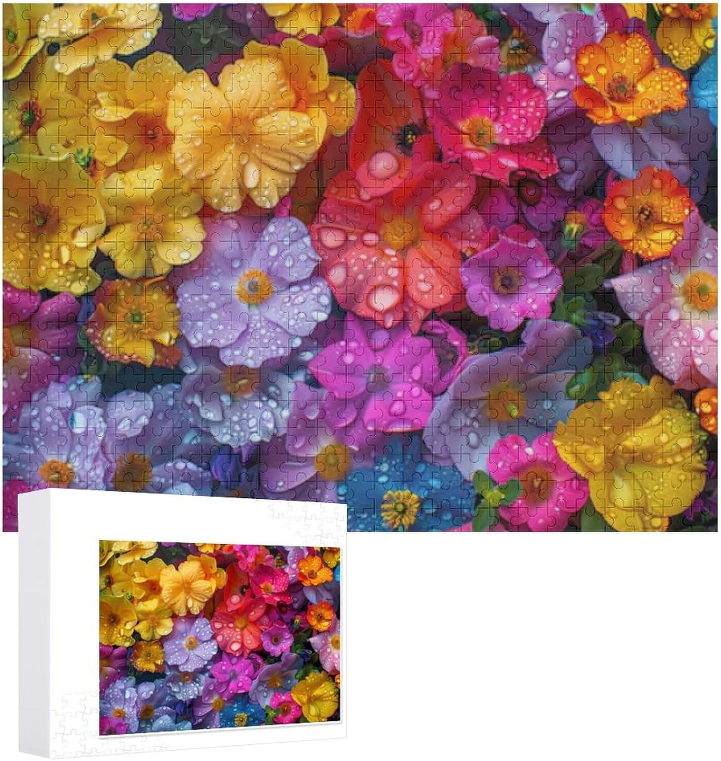 Challenging Puzzle 500Pcs A Colorful Flower Arrangement is Shown with ...
