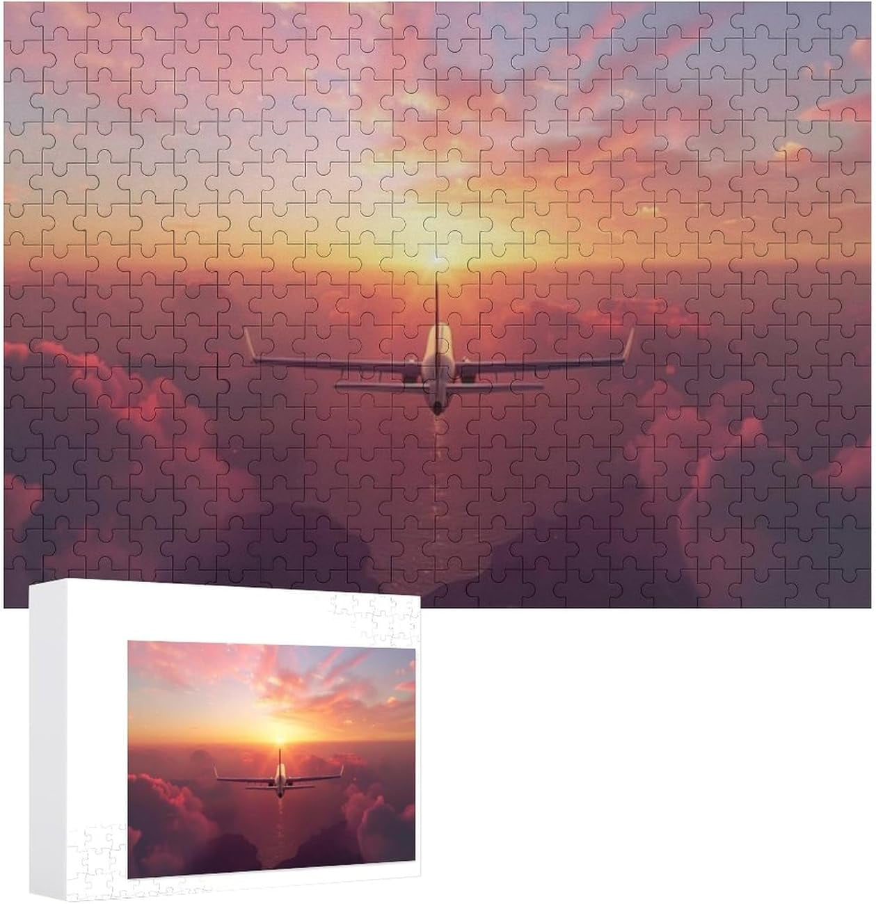 Challenging Puzzle A Plane Flies Through A Beautiful Sunset Sky The ...
