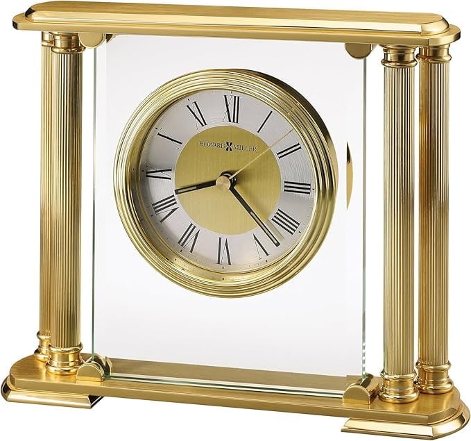 Challis Table Clock II 549-649 – Brushed Solid Brass Finish, Glass ...