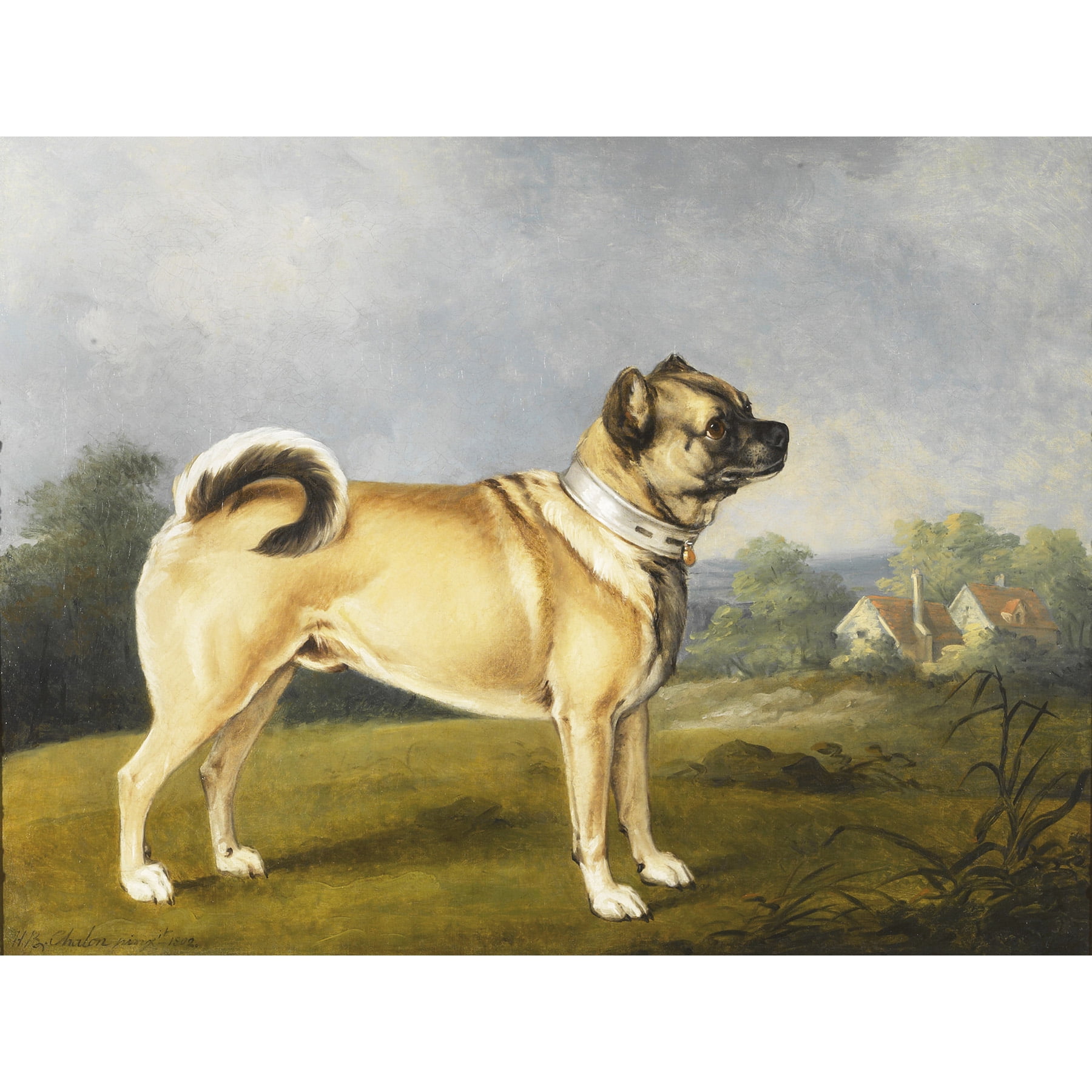 Chalon A Favourite Pug Dog Painting Extra Large Art Print Wall Mural ...