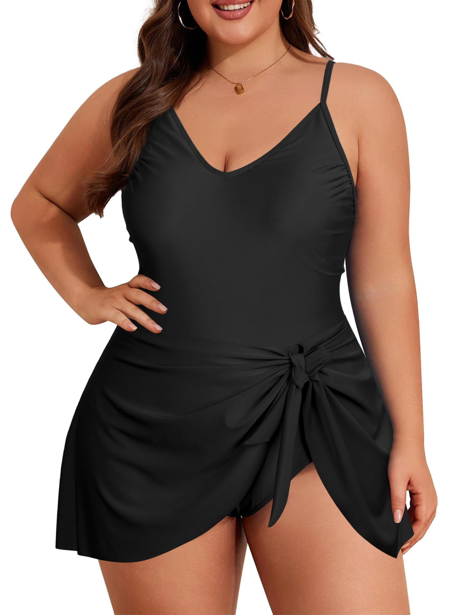 Chama One Piece Swimdress Swimsuits For Women Tummy Control Tie Knot