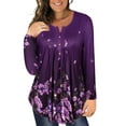 Chama Plus Size Chama Long Sleeve Henley Top For Women Floral Print