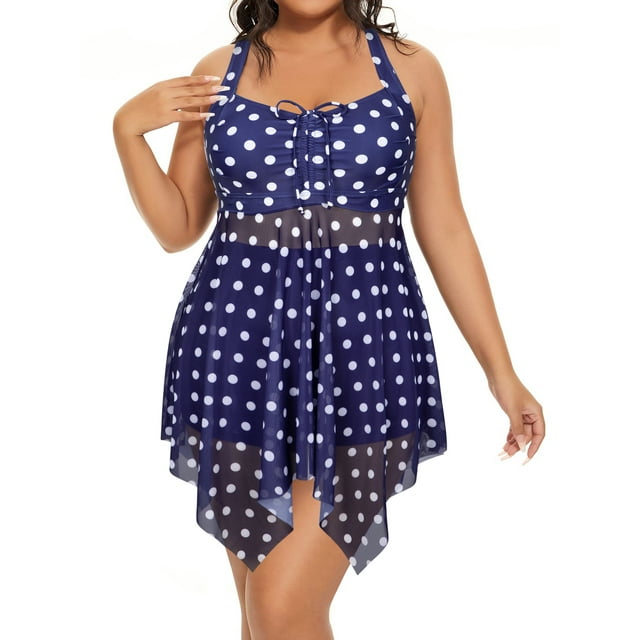 Chama Plus Size Tankini Swimsuits for Women Tummy Control Bathing Suit ...