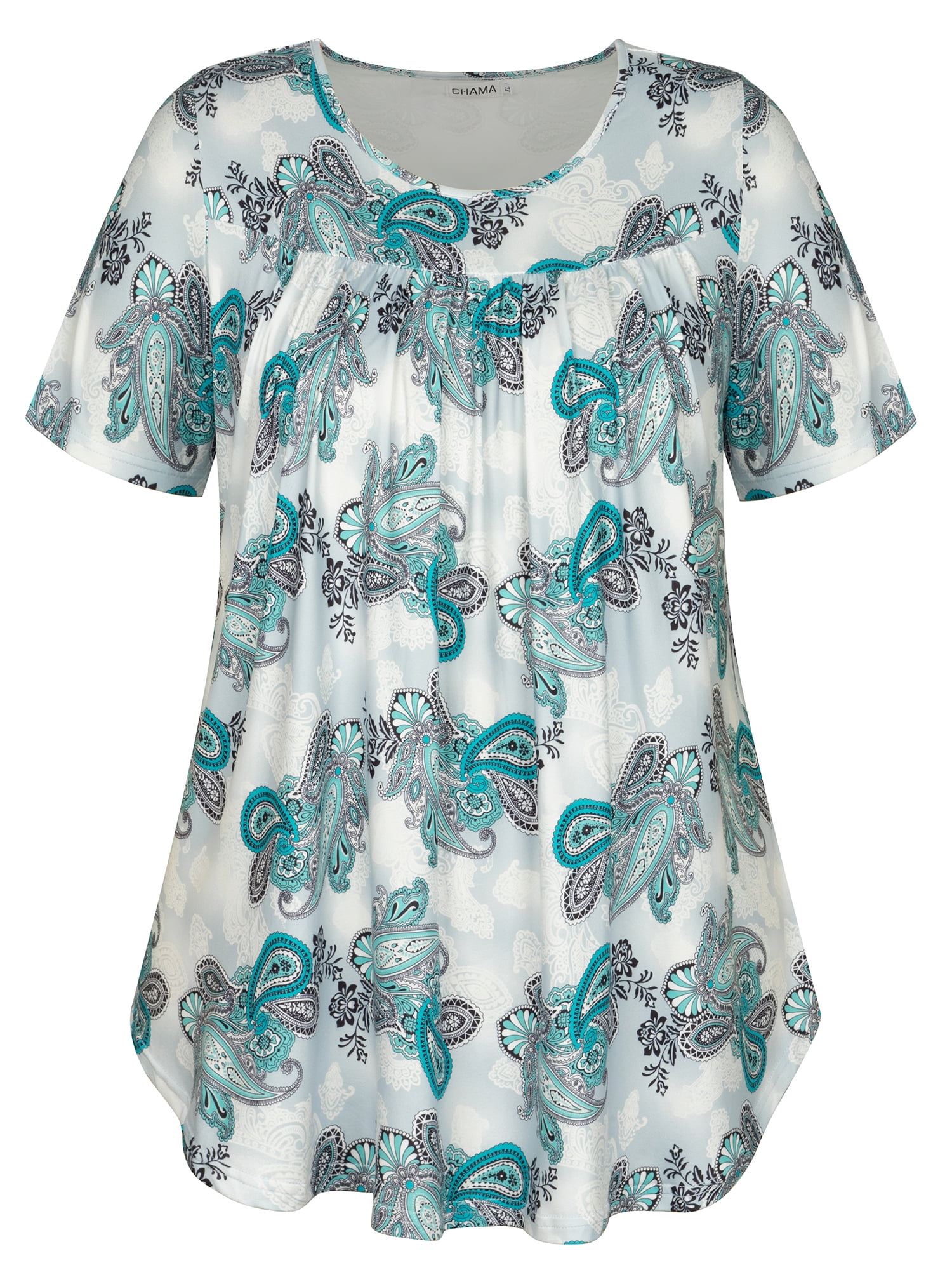 Chama Short Sleeve T Shirt for Women Plus Size Flowy Tunic Tops Casual ...