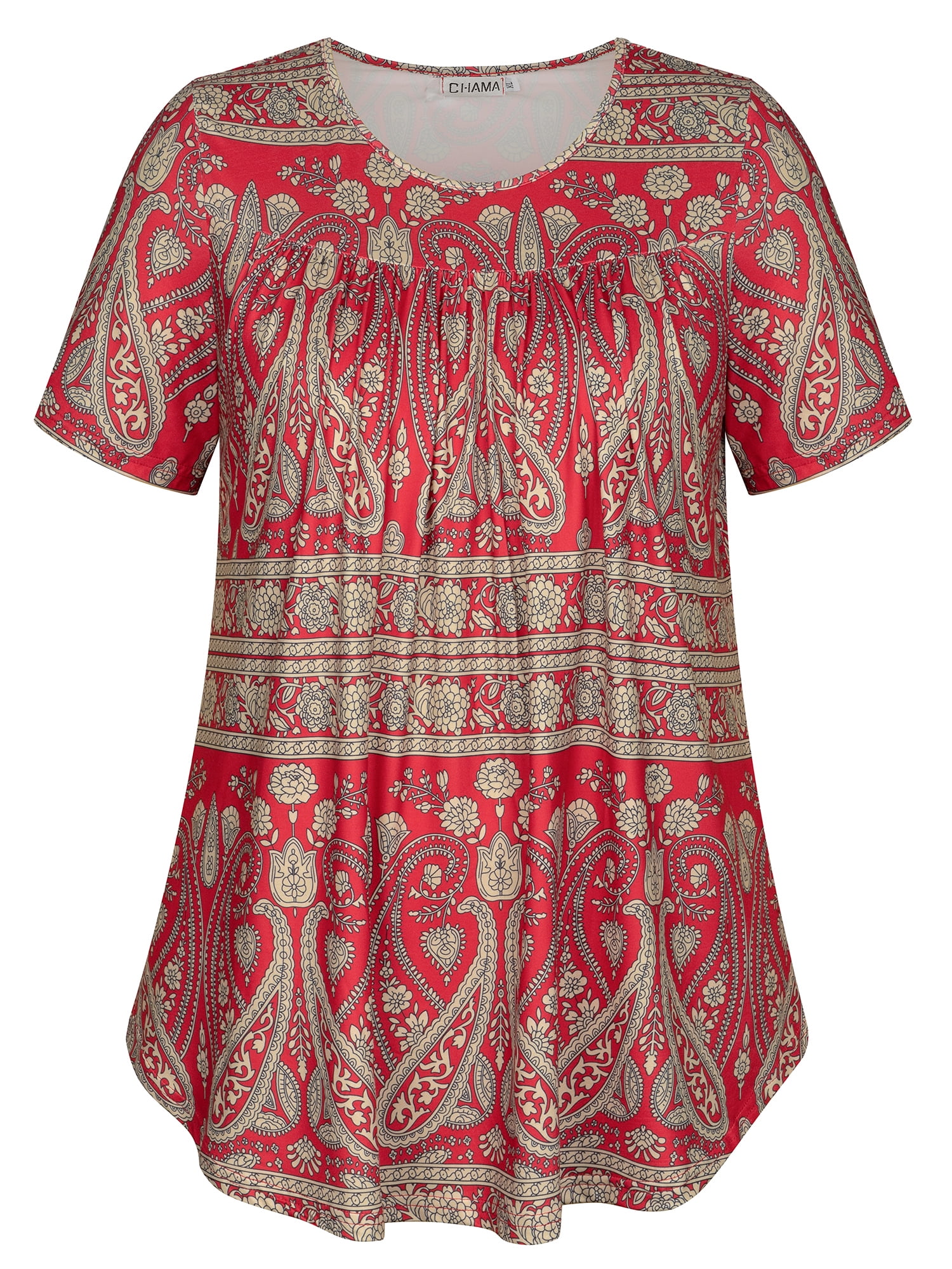 Chama Short Sleeve T Shirt for Women Plus Size Flowy Tunic Tops Casual ...