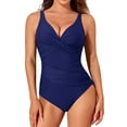 Chama Women One Piece Swimsuits Tummy Control Crossover High Waisted