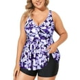 Chama Womens Plus Size Tankini Swimsuits V Neck Flowy Swimwear Two