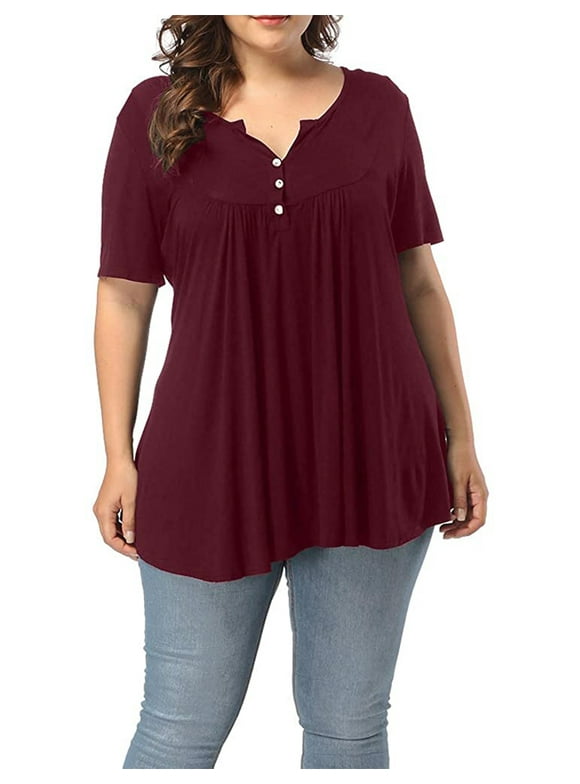 Plus Size V Neck Tops