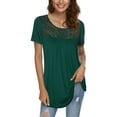 Chama Womens Summer Tops Short Sleeve Shirts Lace Pleated Tunic Tops