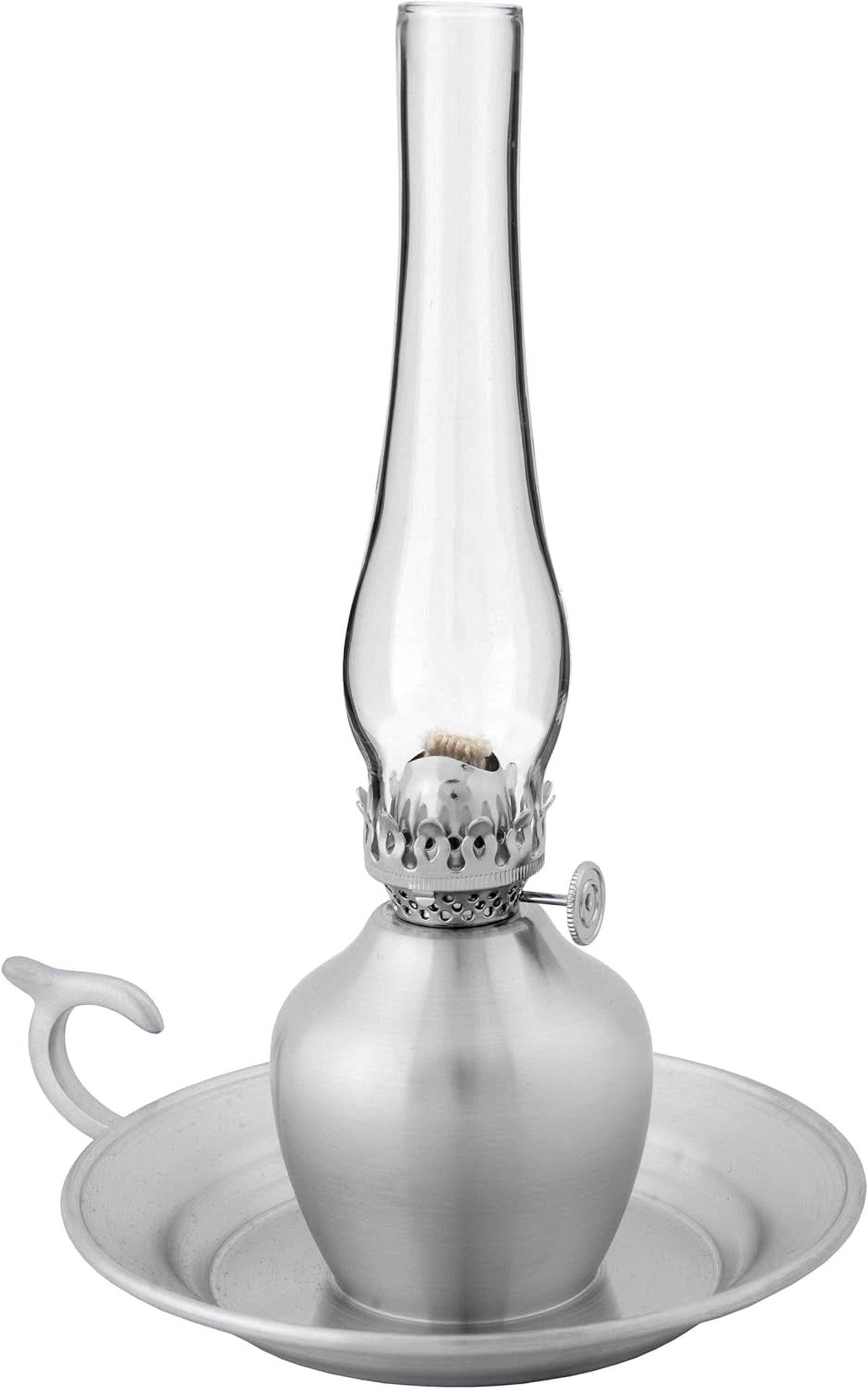 Chamber Oil Lamp, Vintage Oil Lamp Featuring a Handspun Pewter Base and ...