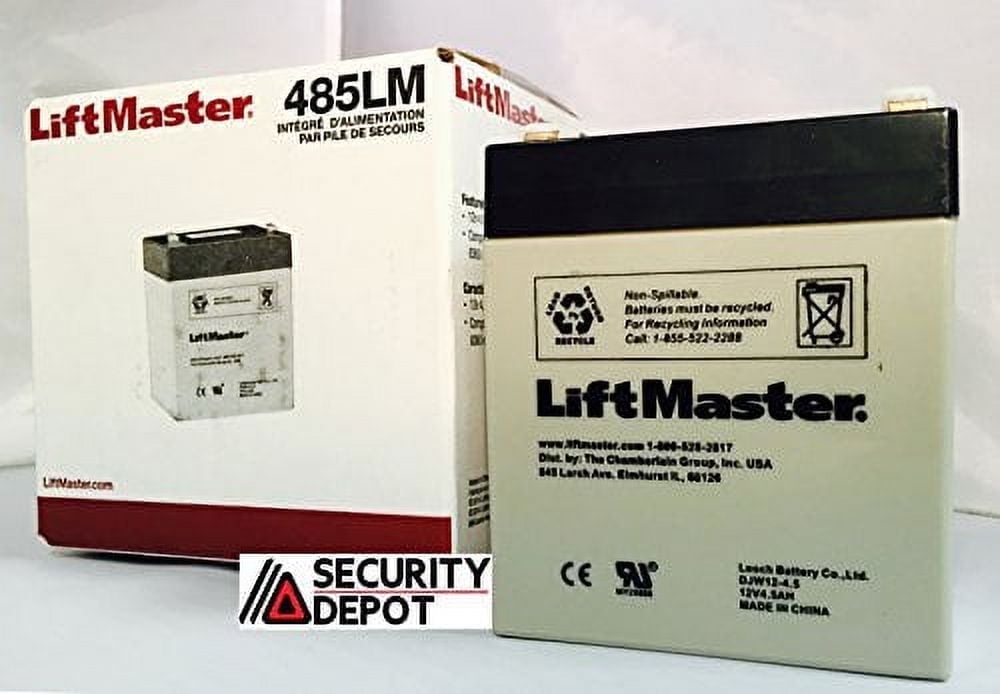 Chamberlain LiftMaster 485LM Battery, Garage Door Opener Backup, Easy ...