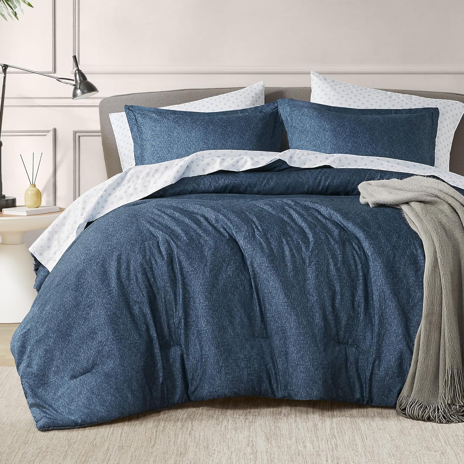 Chambray Full - Blue Denim Full Size Bedding Sets, 3-piece set Soft ...