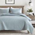 Chambray Full/Queen Quilt Set Cloud Pattern Lightweight Bedding ...