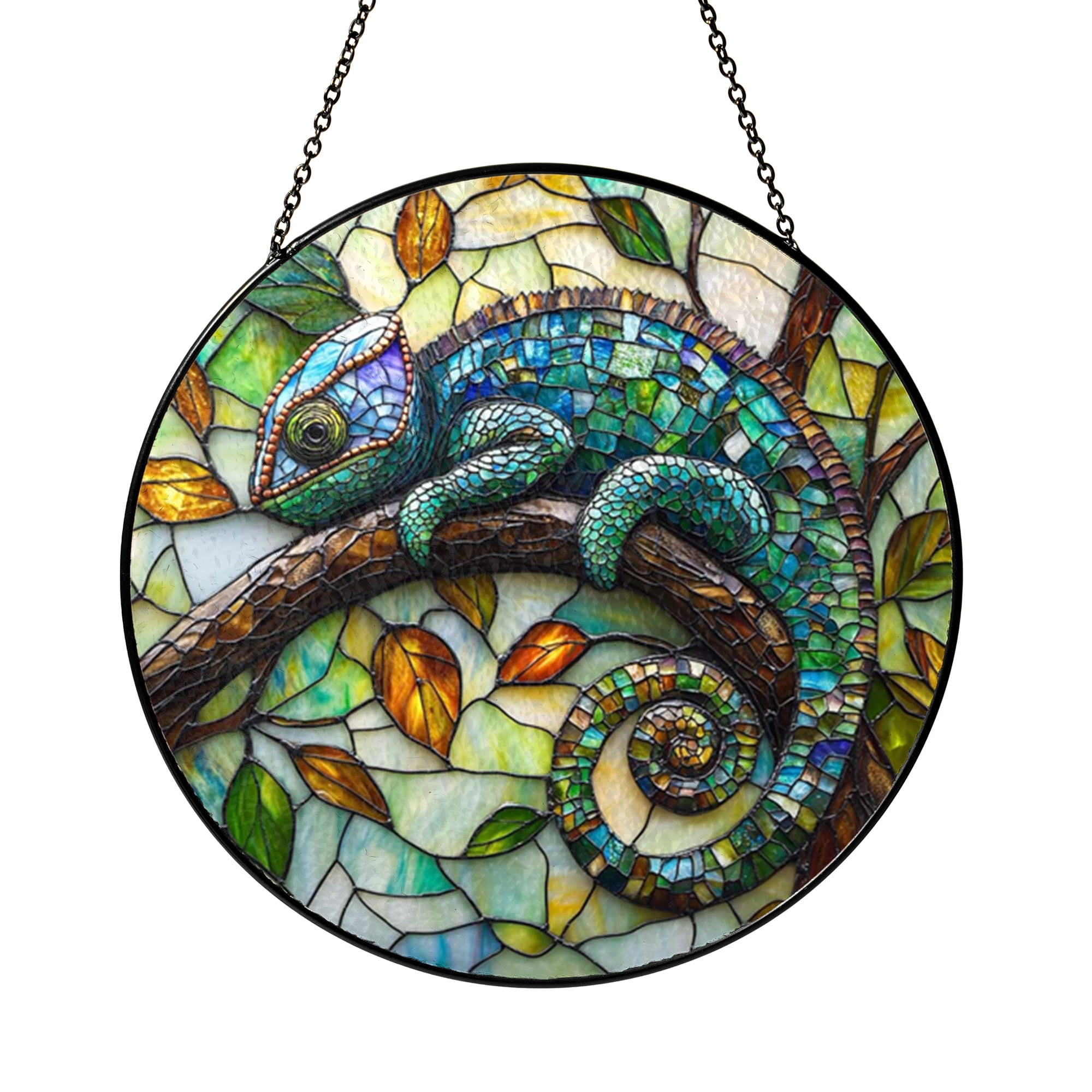 Chameleon Animal Stained Glass Style Window Suncatcher Hanging ...
