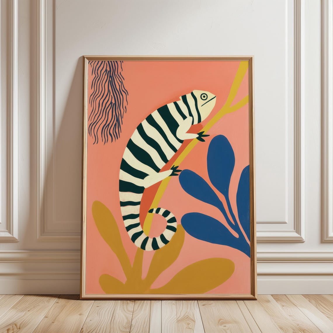 Chameleon Animal Tropical Folk Abstract Jungle Nature Decor, Unframed ...