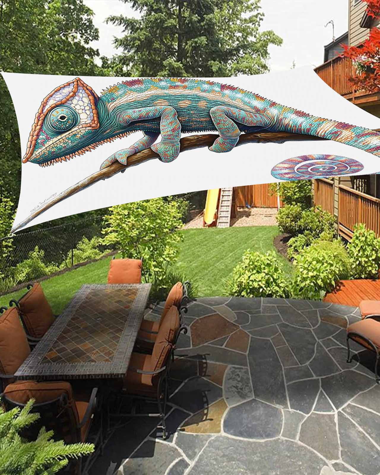 Chameleon on A Branch Sun Shade Sail 6.5'X10' Watercolor Animal UV ...