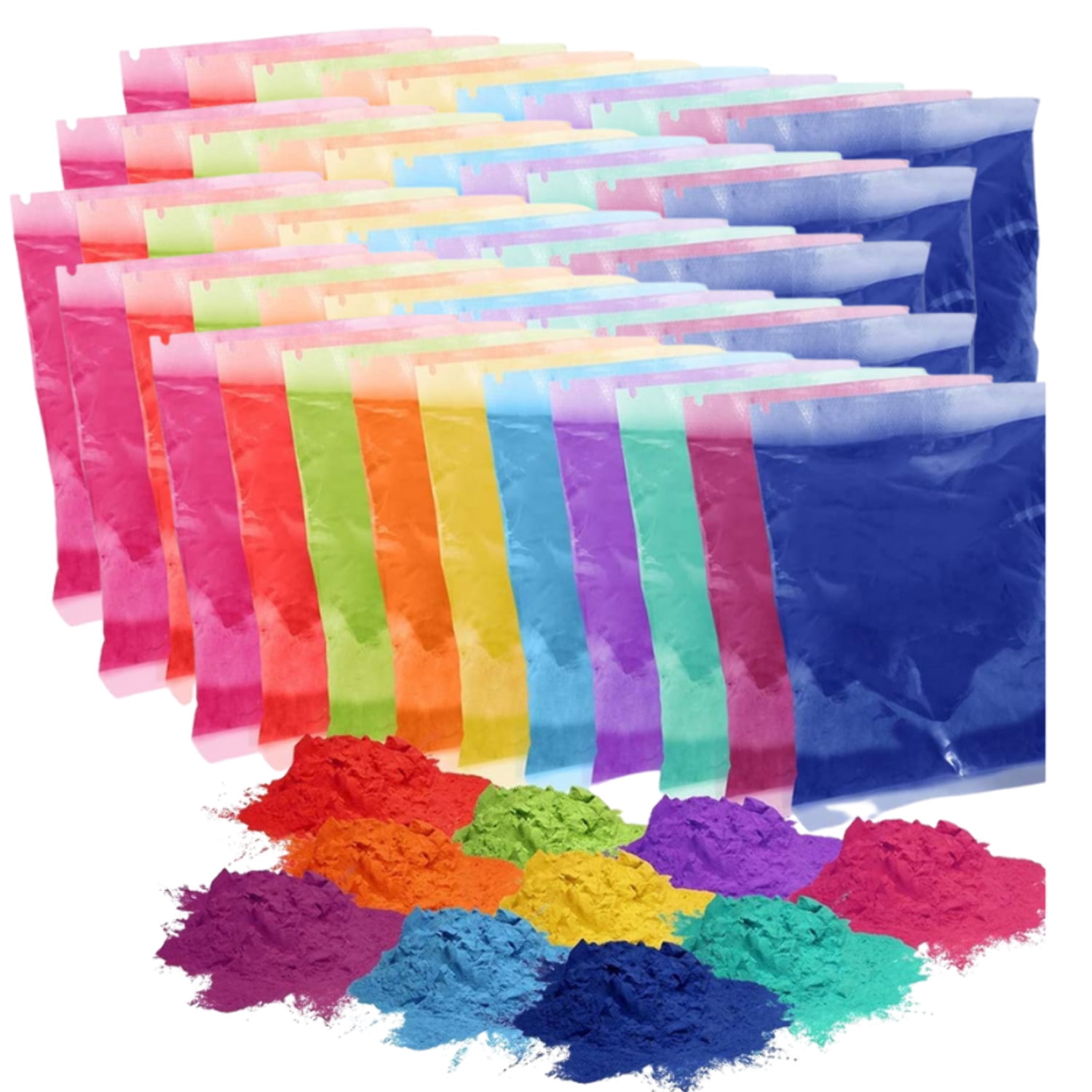 Chameleon Colors Holi Powder Packets, 50 Pack, 10 Vibrant Colors, 11 ...