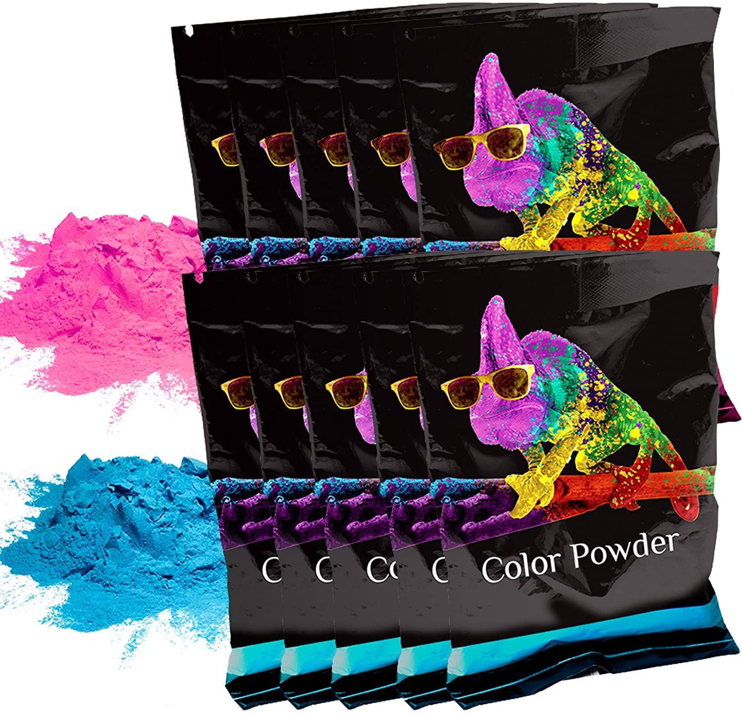 Chameleon Colors Gender Reveal Powder - 10 Bags - 5 Bags of Blue and 5 ...