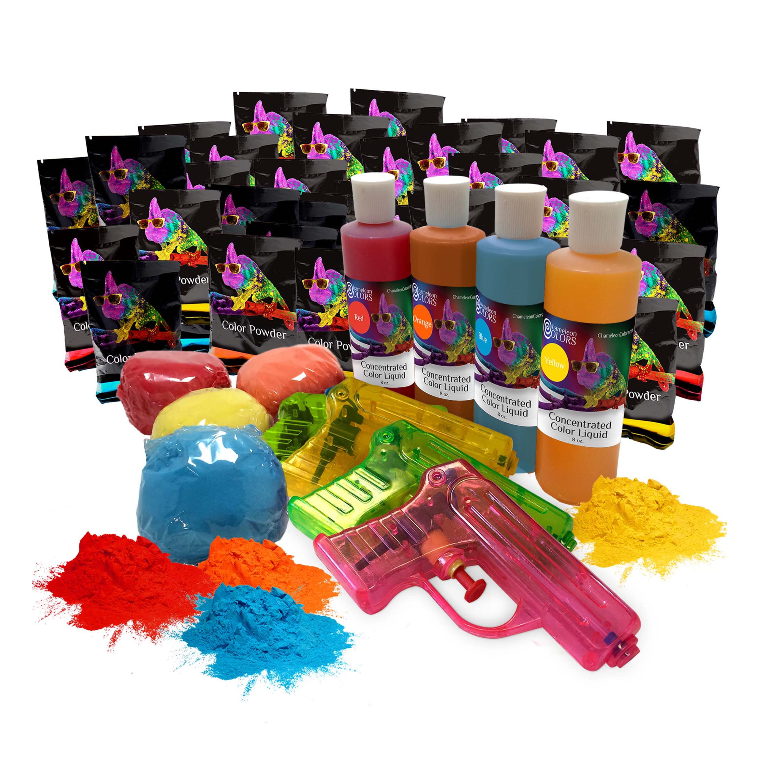 Chameleon Colors 36-Piece Holi Color Powder Party Kit - For 4-10 People ...
