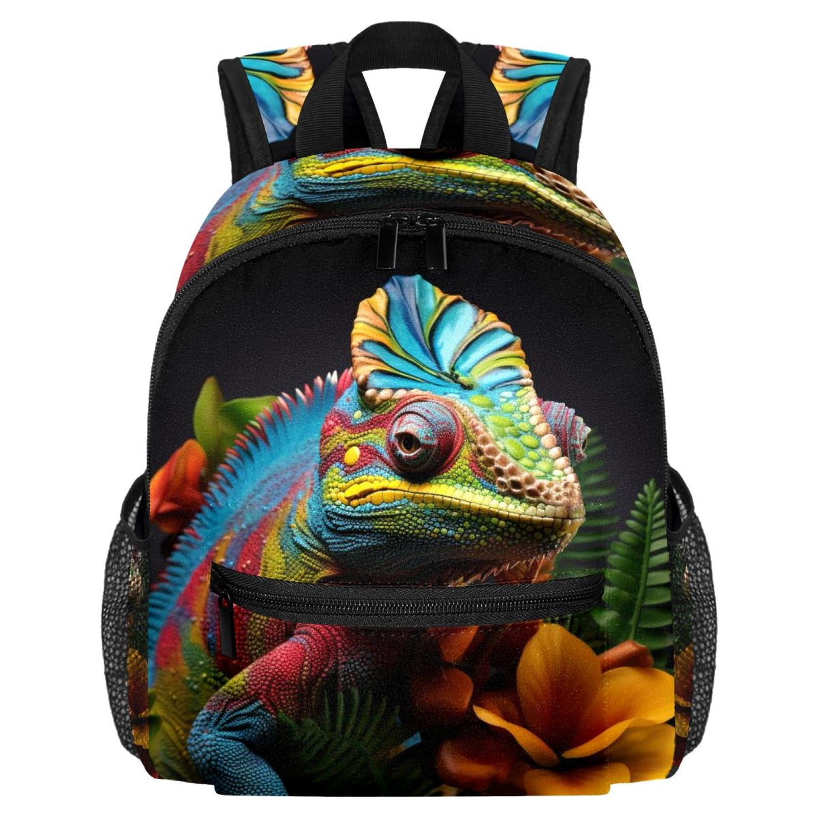 Chameleon Cute Book Bag with Adjustable Shoulder Strap, Large Capacity ...
