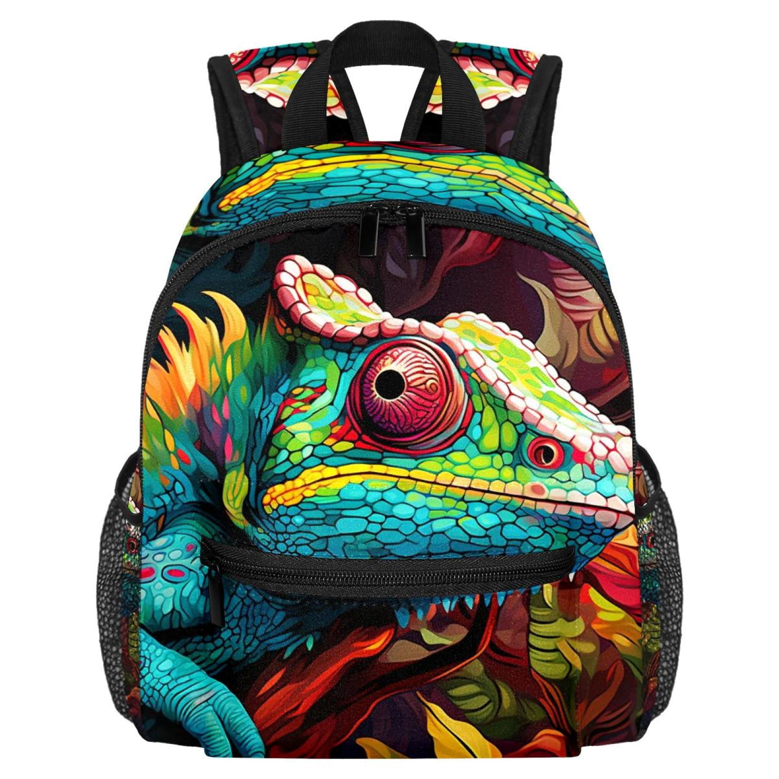 Chameleon Cute Book Bag with Adjustable Shoulder Strap, Large Capacity ...