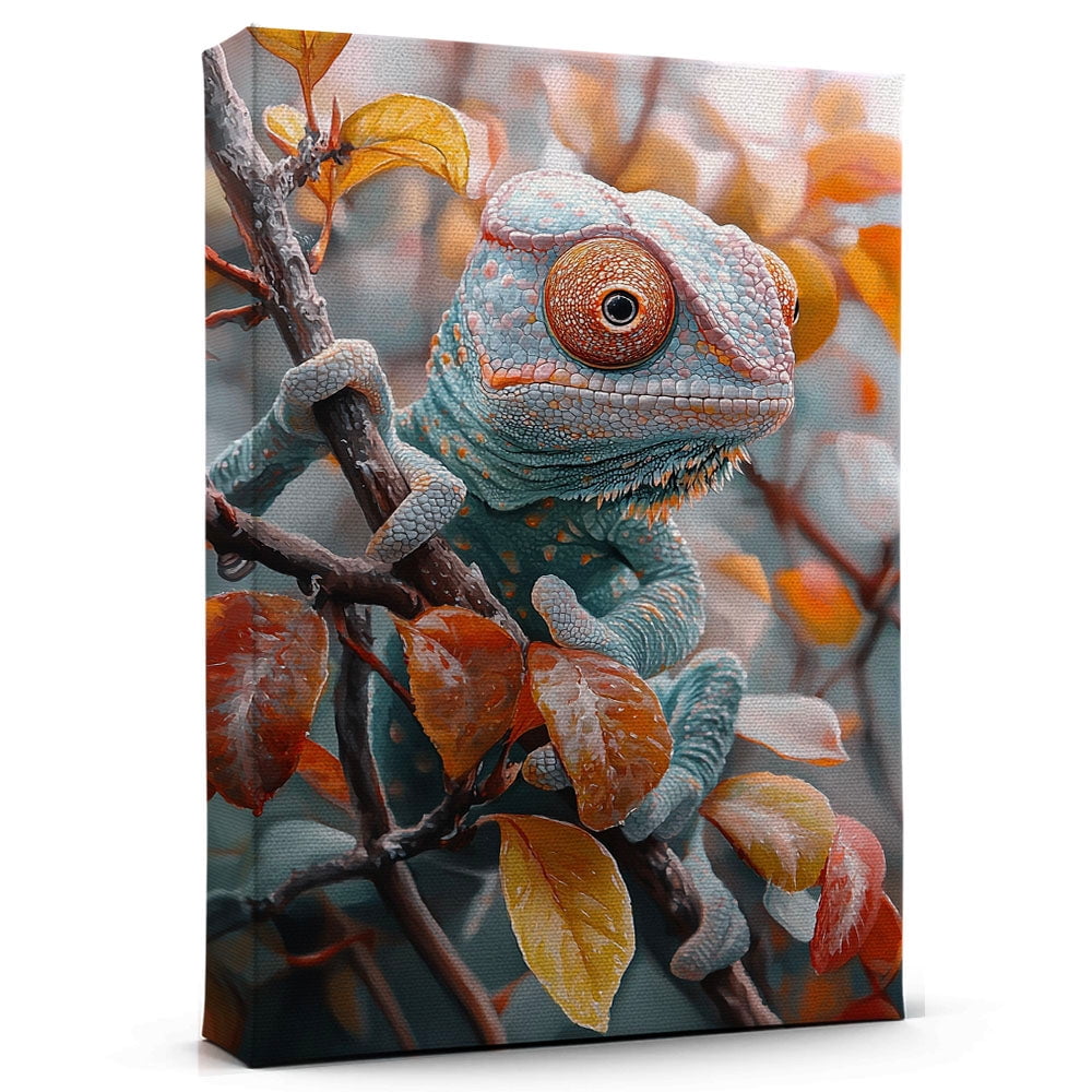 Chameleon Dark Green Pygmy Canvas Painting Animal Artwork,Colorful ...