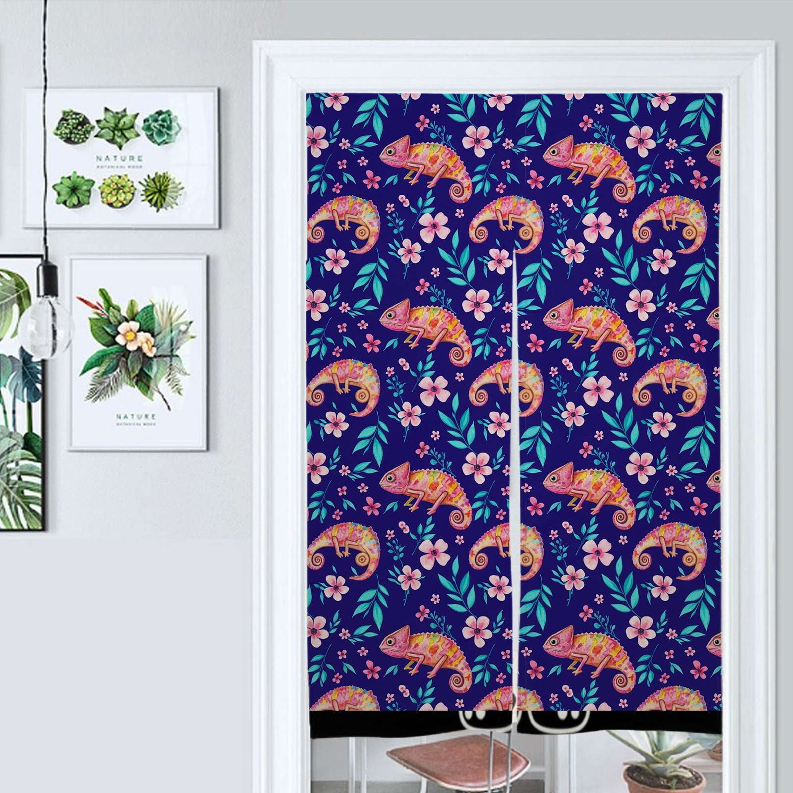 Chameleon Floral Pattern Door Curtain Nordic Living Room DoorCurtain ...